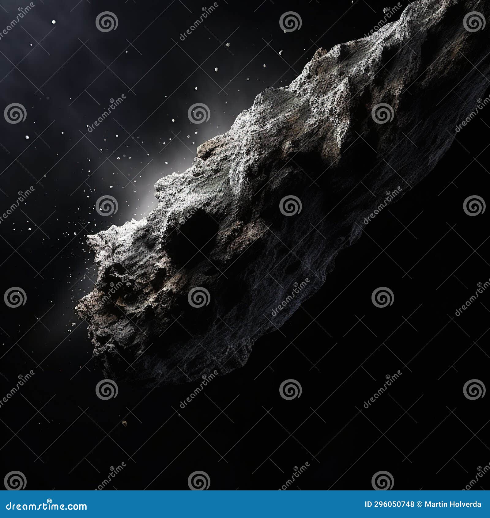 Comet in Space Meteor Asteroid with Light Trail and Bright Debris ...