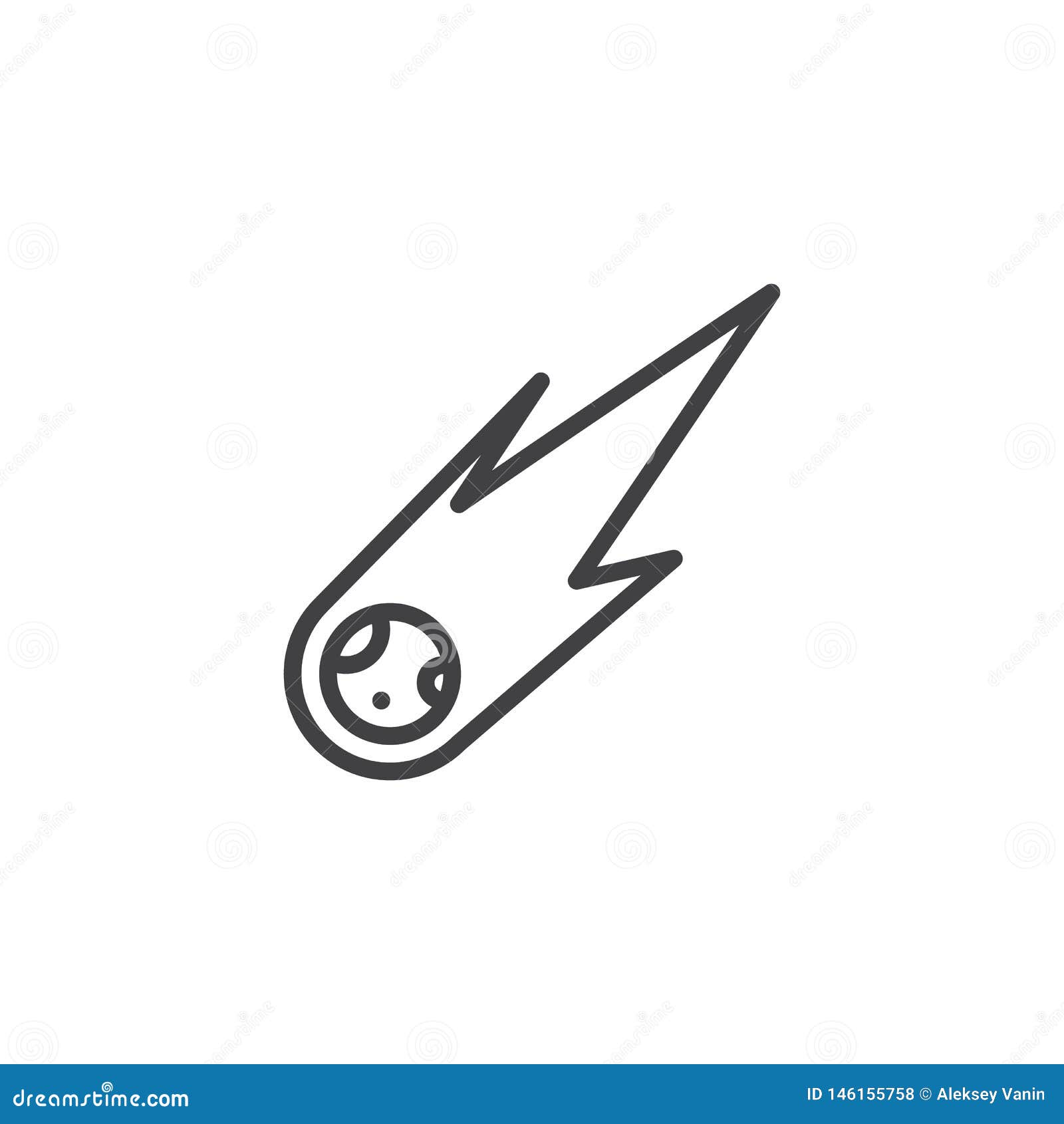 Comet tail flame line icon stock vector. Illustration of space - 146155758