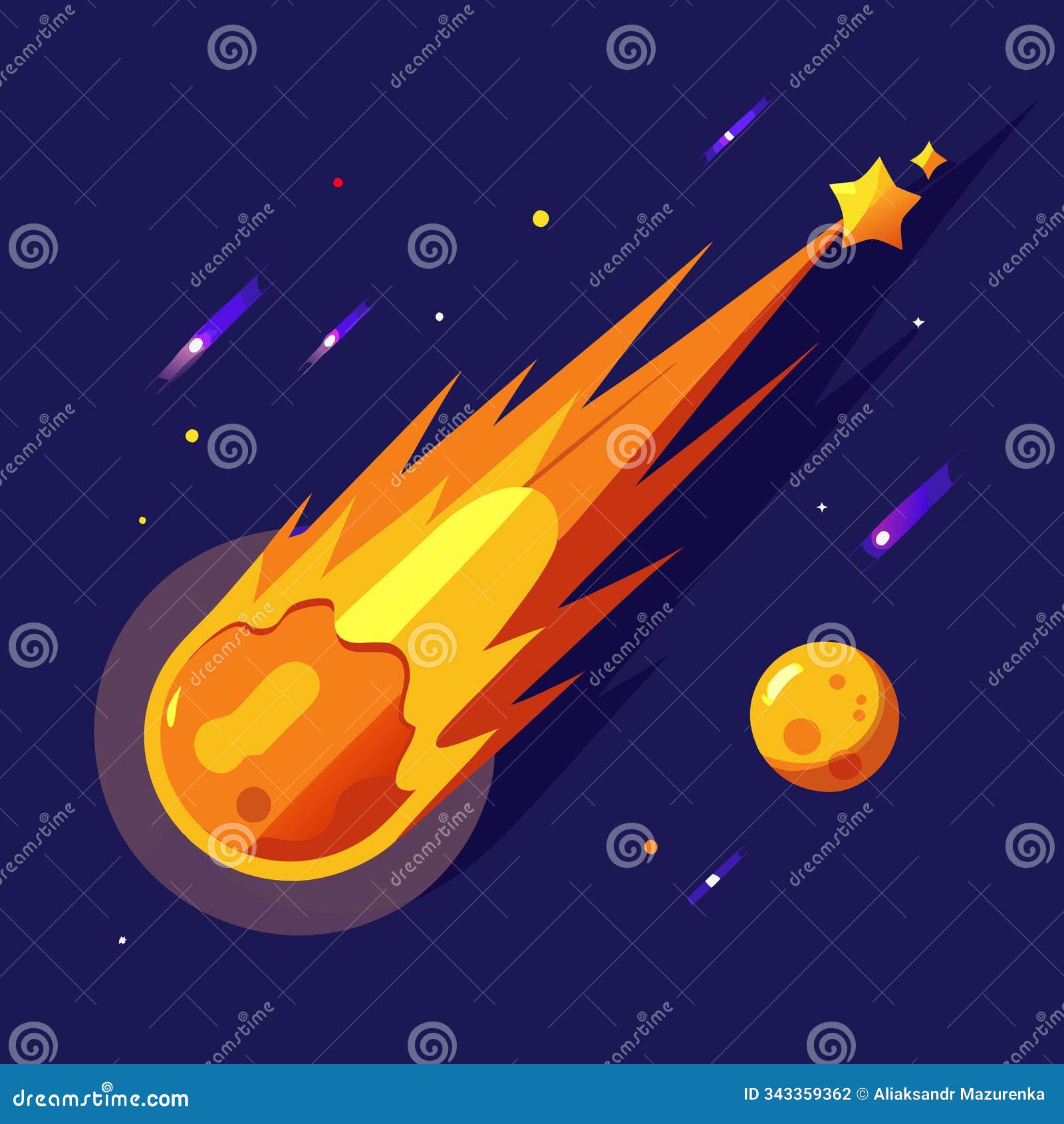 Comet Trail Effect and Meteor Star Light Vector. Asteroid Speed Fall ...