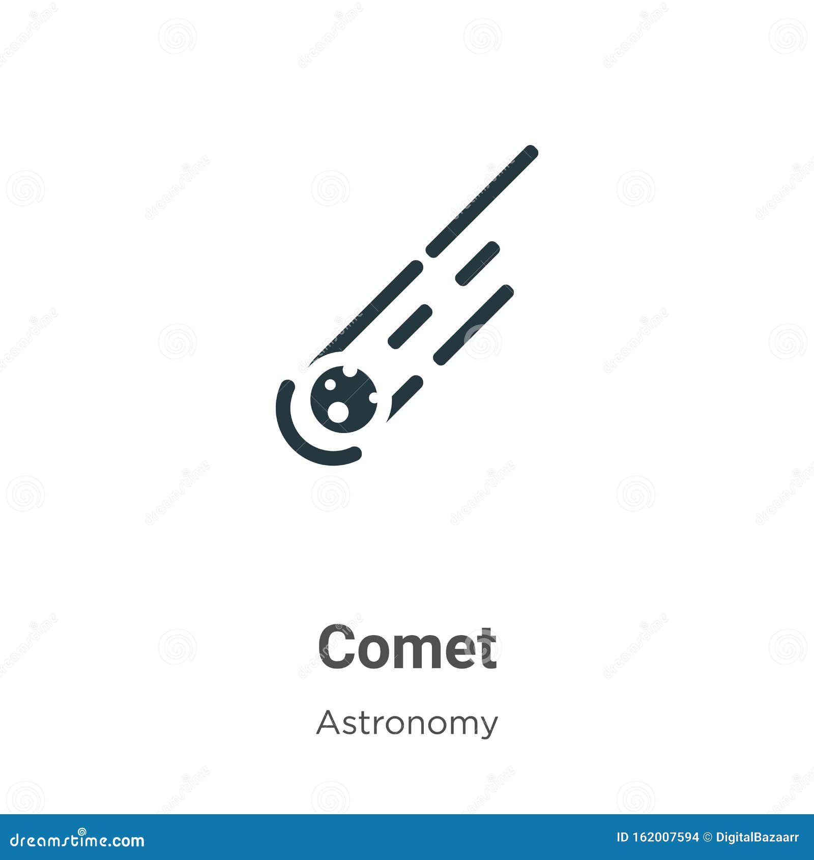 Comet Vector Icon on White Background. Flat Vector Comet Icon Symbol ...