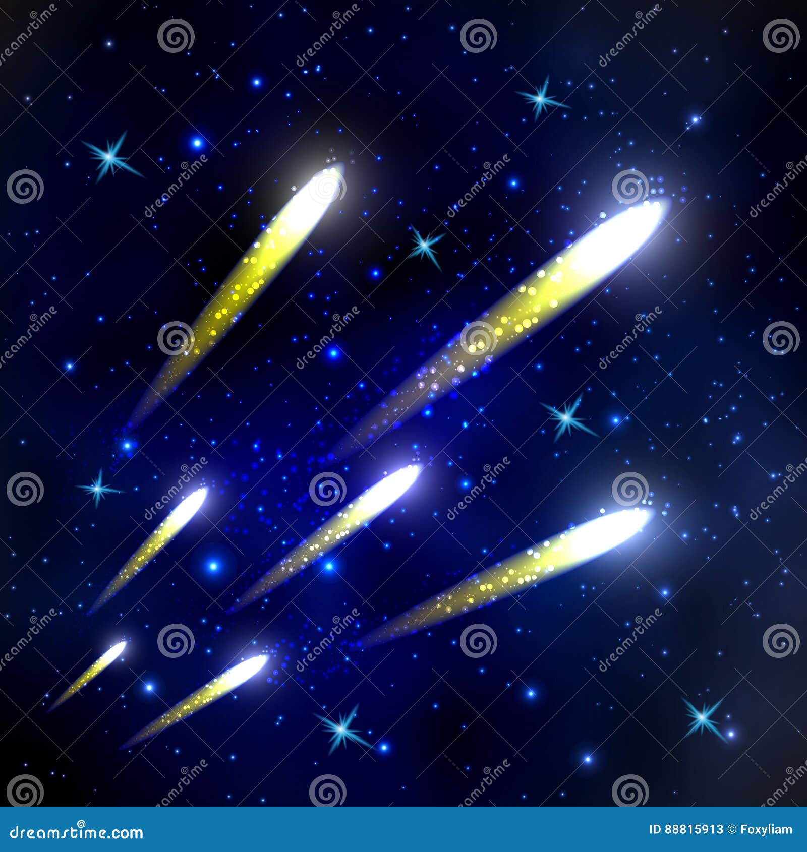 Comets Flying through Space and Starry Sky Stock Vector - Illustration ...