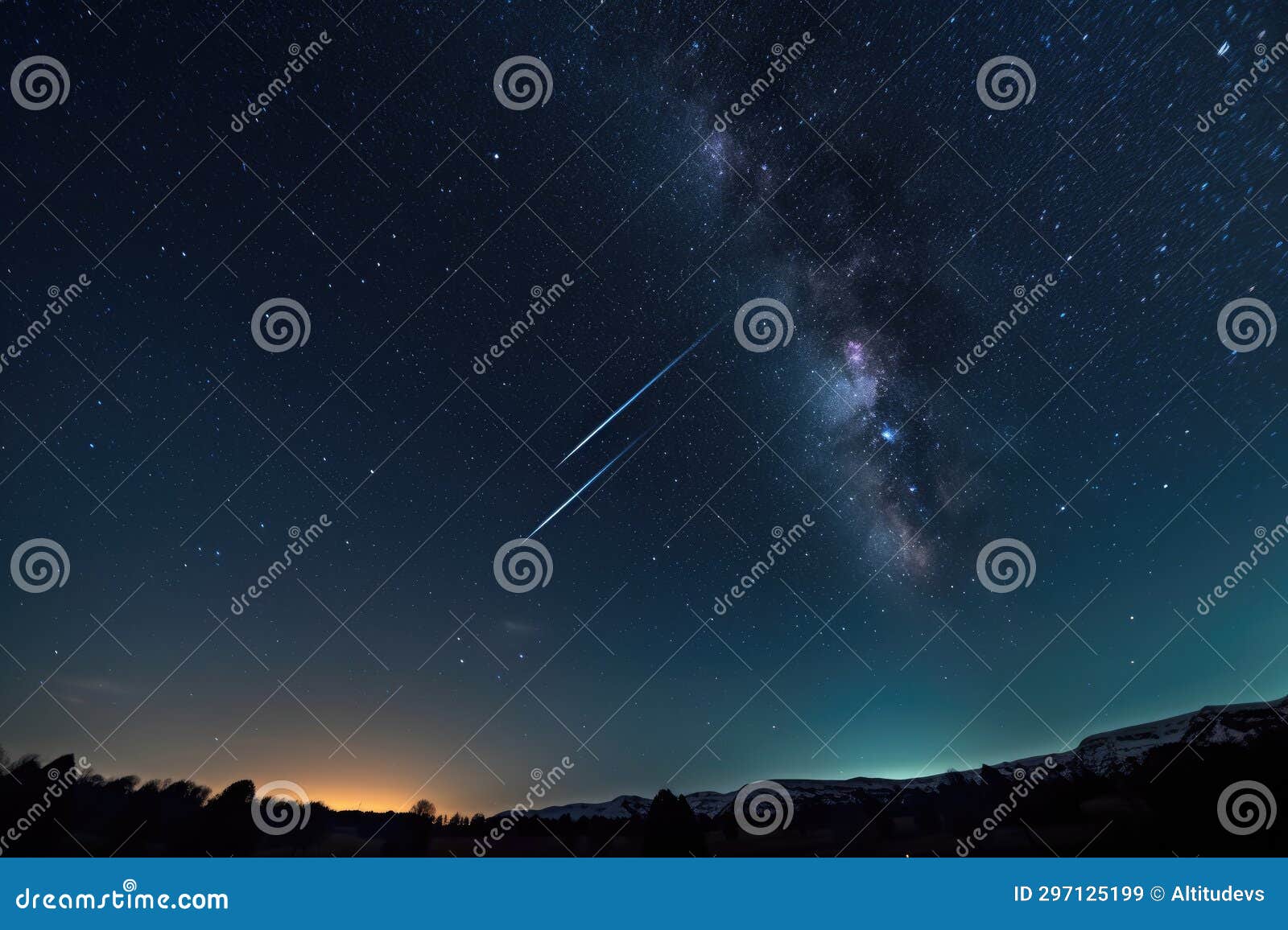 Comets Trailing Across a Black Celestial Plane Stock Image - Image of ...