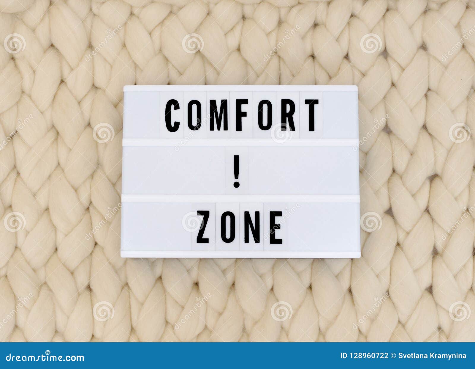 COMFORT ZONE Word on Lightbox on Knit Background. COMFORT ZONE Concept ...