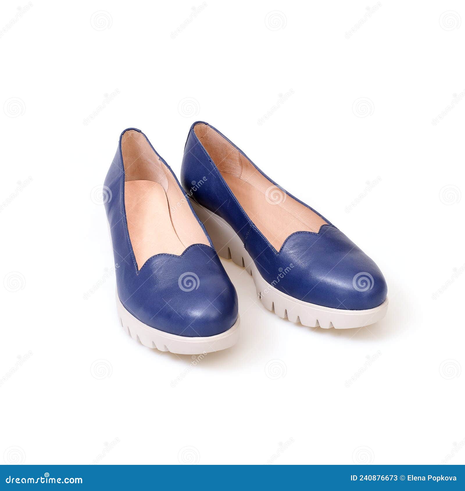 Comfortable Beautiful Blue Shoes Isolated on White Background Stock ...