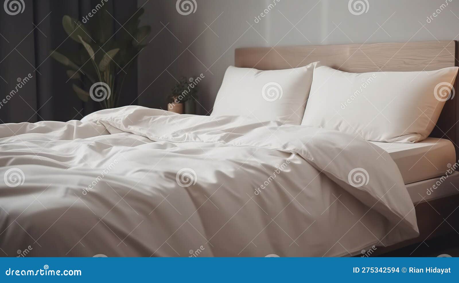 Comfortable Bed with Soft White Mattress, Blanket, Generative Ai Stock ...