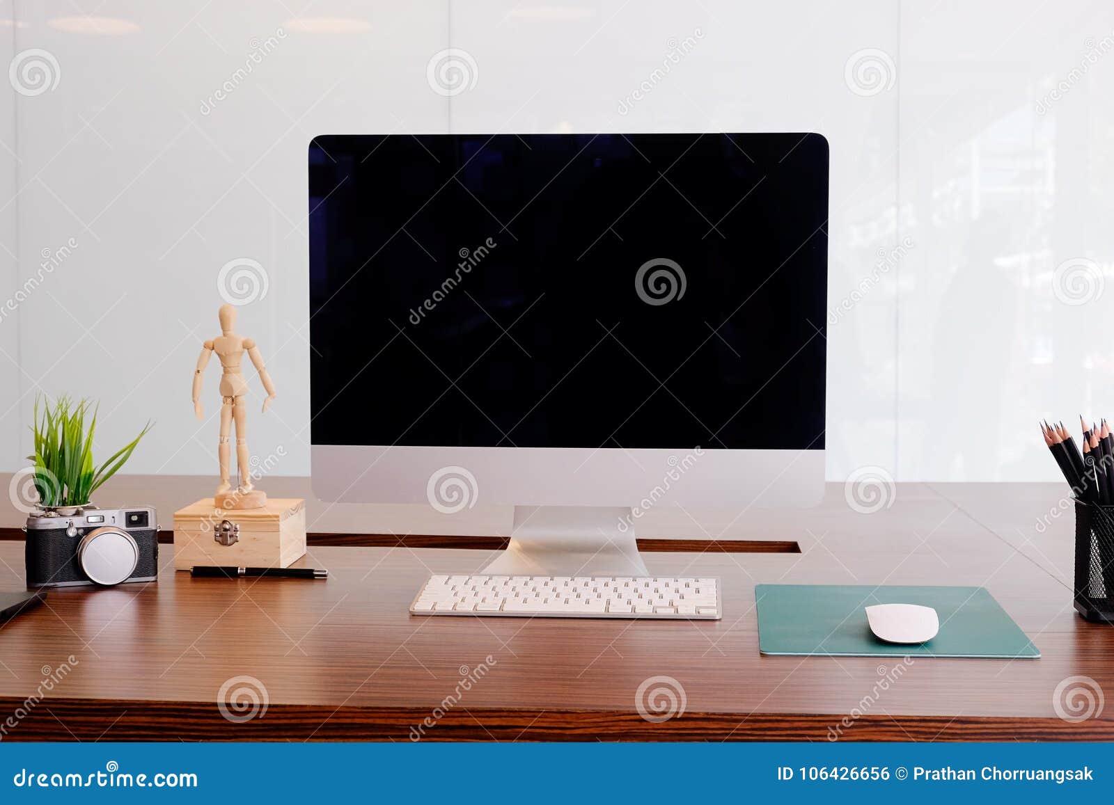 Comfortable Computer Pc on Creative Workplace. Stock Photo - Image of ...