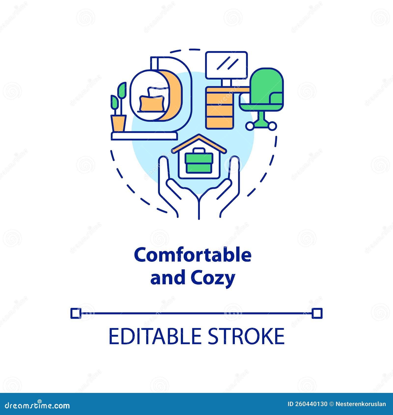 Comfortable and Cozy Workplace Concept Icon Stock Vector - Illustration ...