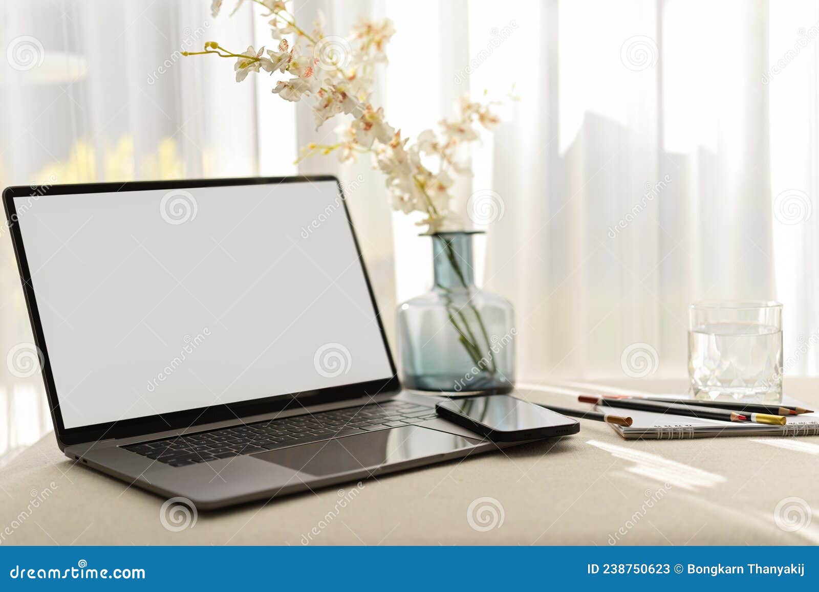 Comfortable and Cozy Workspace with Modern Laptop Computer Stock Image ...