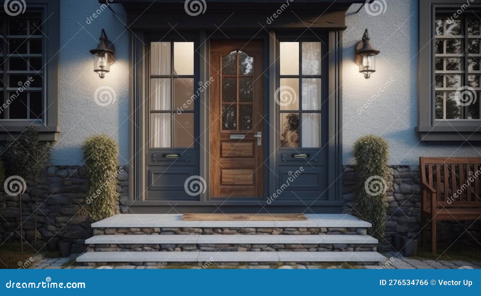 Comfortable Front Door of House. Generative AI Stock Illustration ...