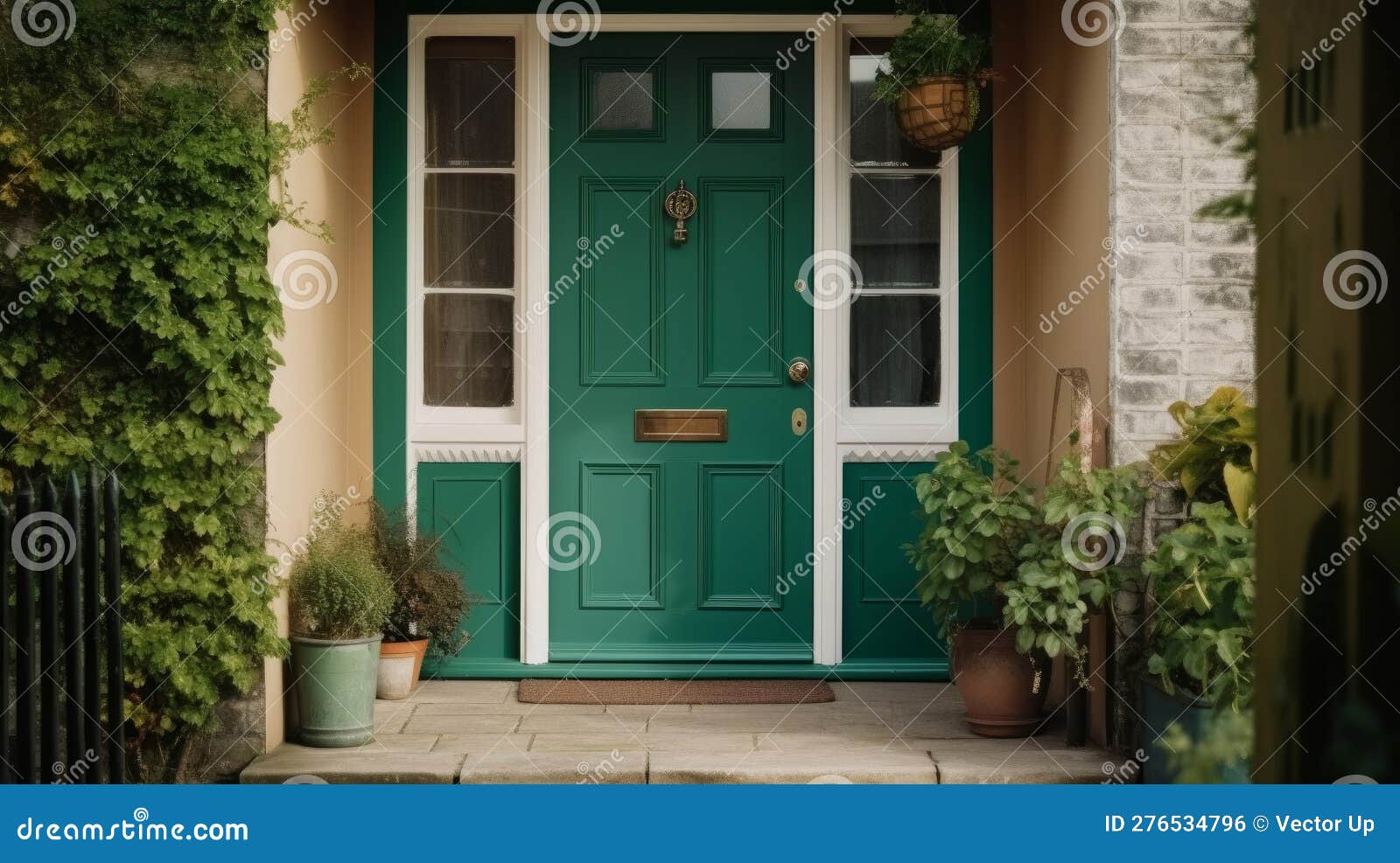 Comfortable Front Door of House. Generative AI Stock Illustration ...
