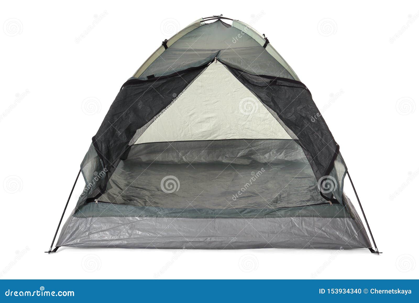 Comfortable Grey Camping Tent on White Stock Photo - Image of isolated ...