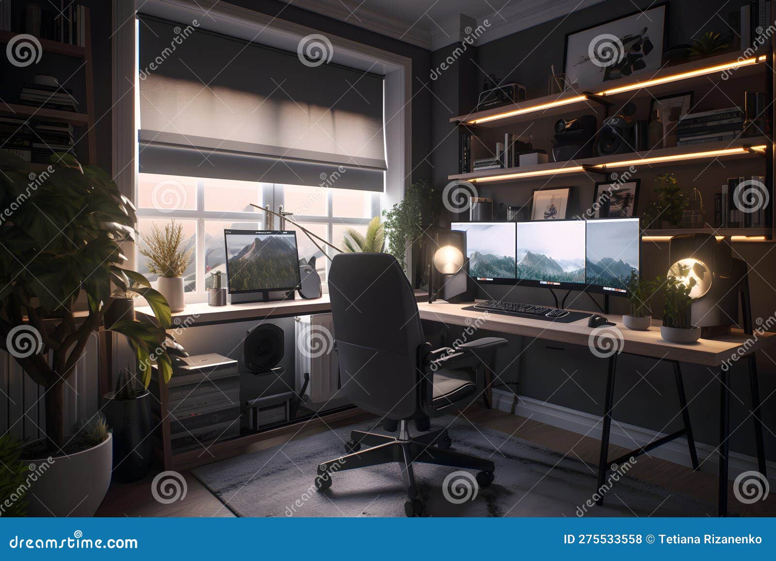 Gamer Workplace Neon Background Royalty-Free Stock Photography ...