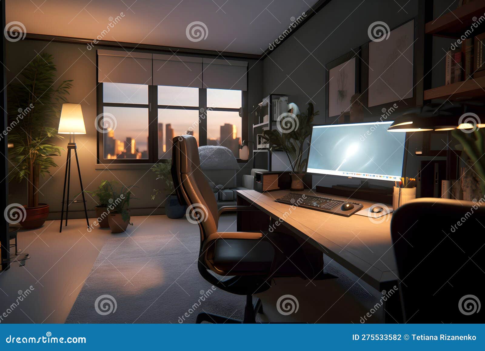 Comfortable Home Office Workplace. Desk of Gamer with Computer. AI ...