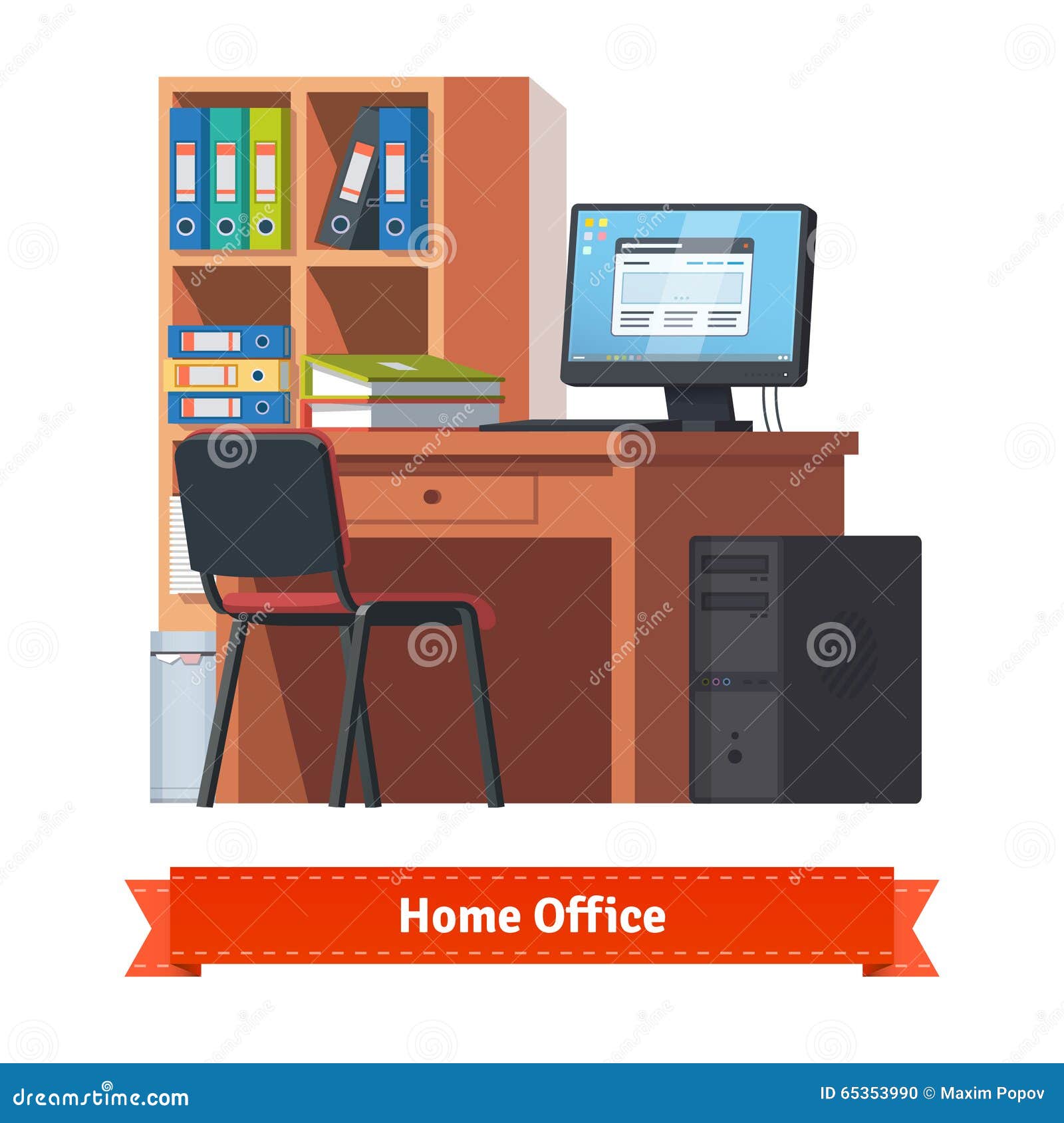 Comfortable Homeschool Workplace With The Desk Cartoon Vector ...