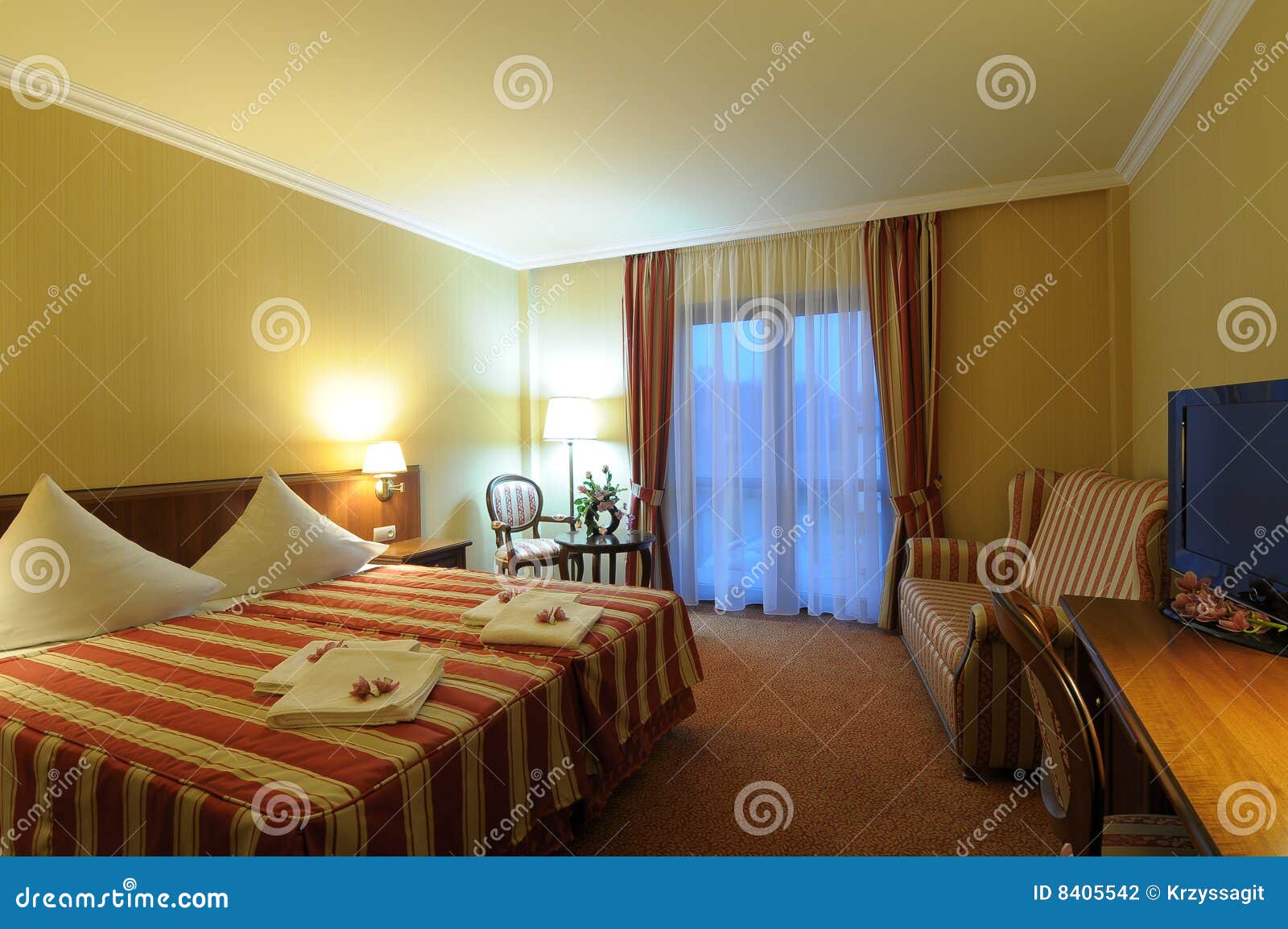 Comfortable hotel room stock photo. Image of lamp, room - 8405542