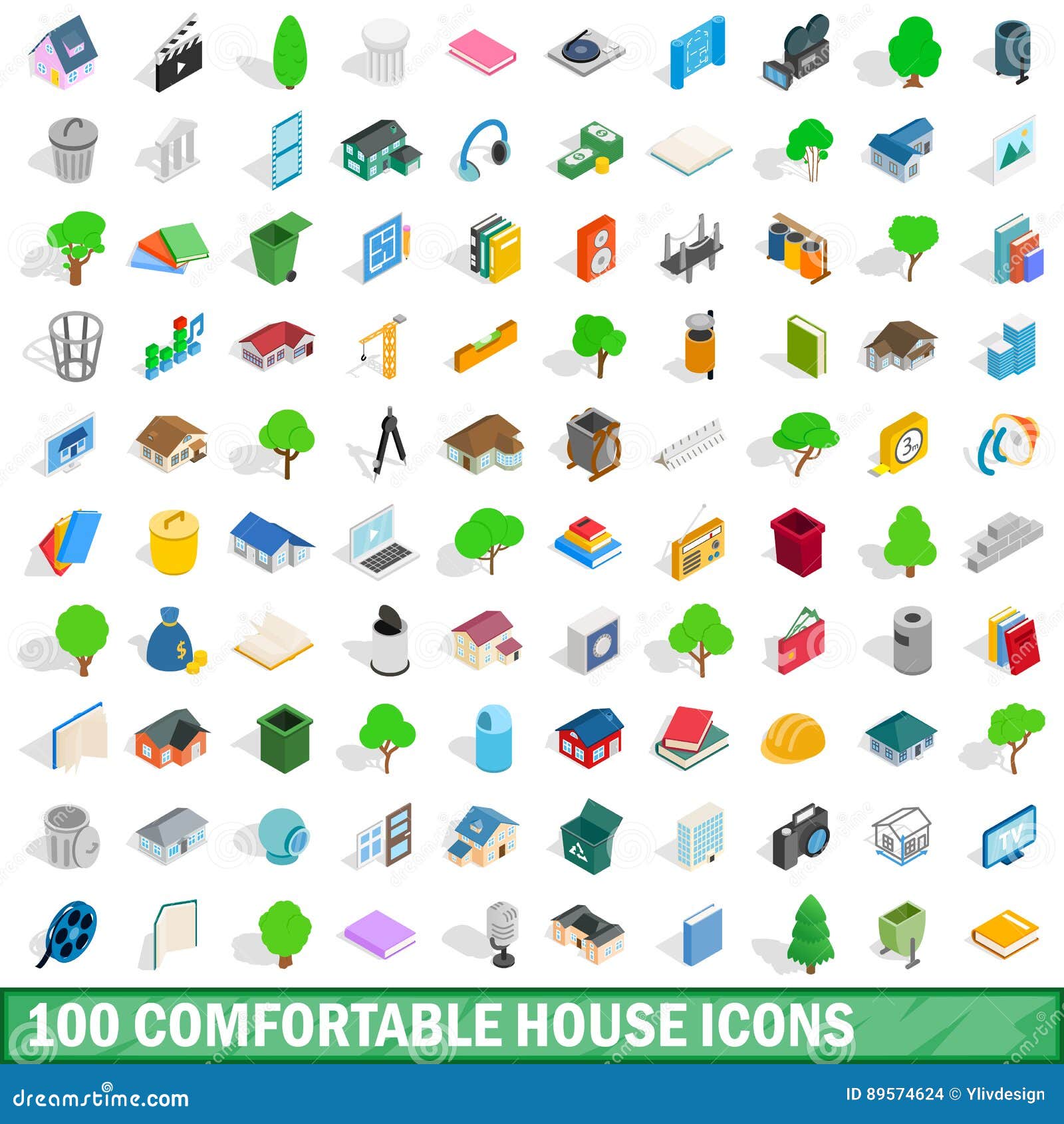 100 Comfortable House Icons Set, Isometric Style Stock Vector ...