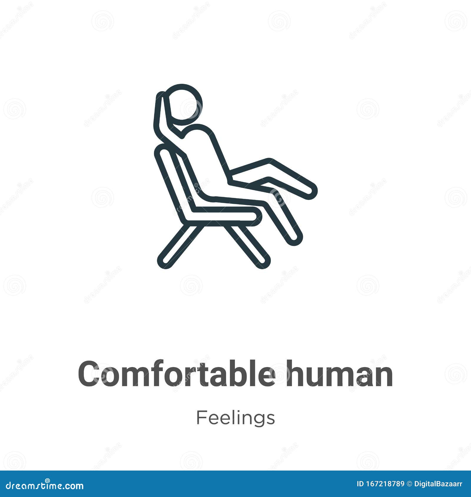 Comfortable Human Outline Vector Icon. Thin Line Black Comfortable ...