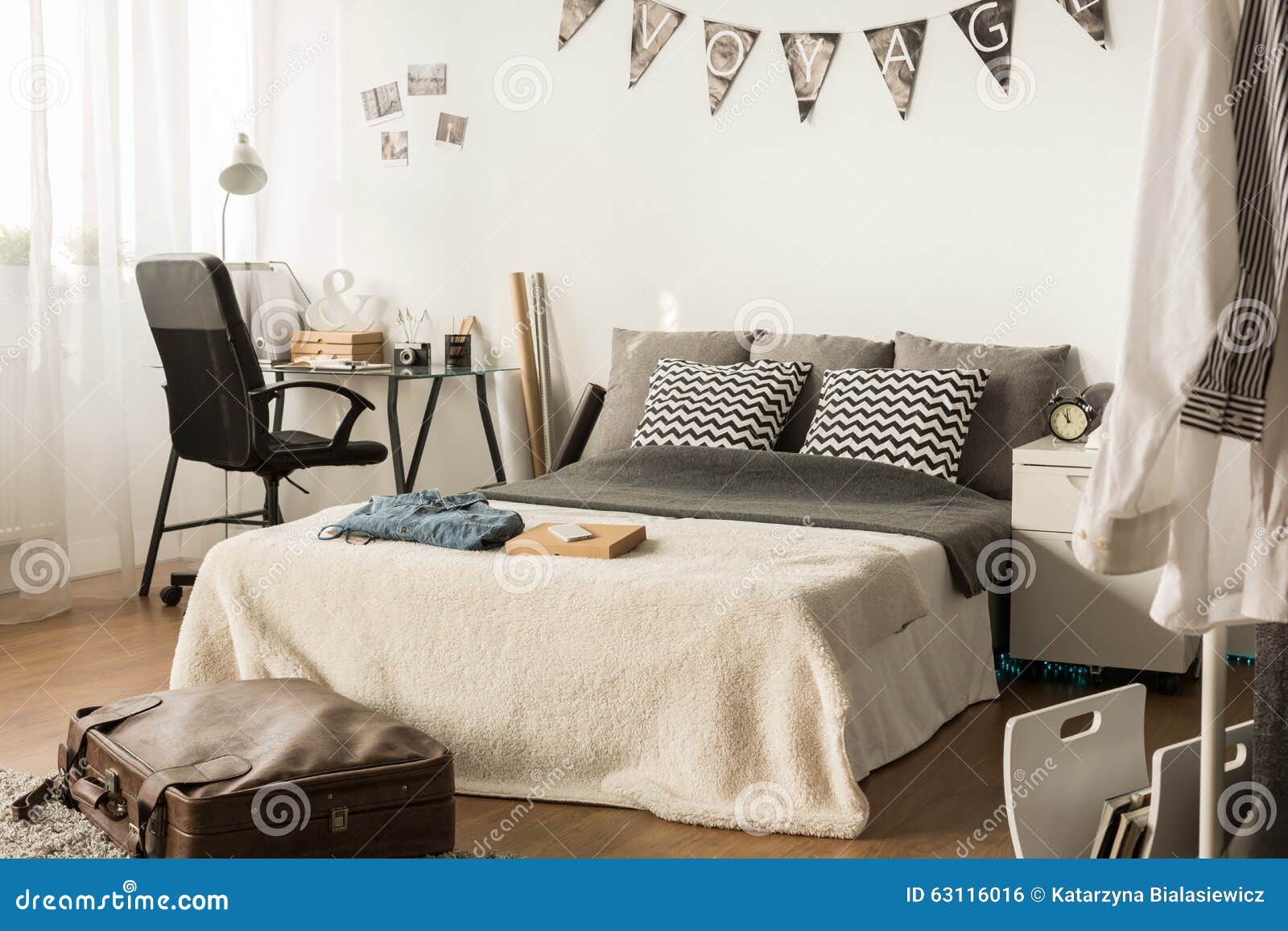 Comfortable large bed stock photo. Image of bedroom, decor - 63116016