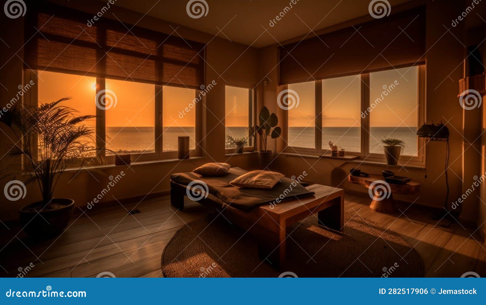 Comfortable Luxury in Modern Hotel Room with Tropical Sunset View ...
