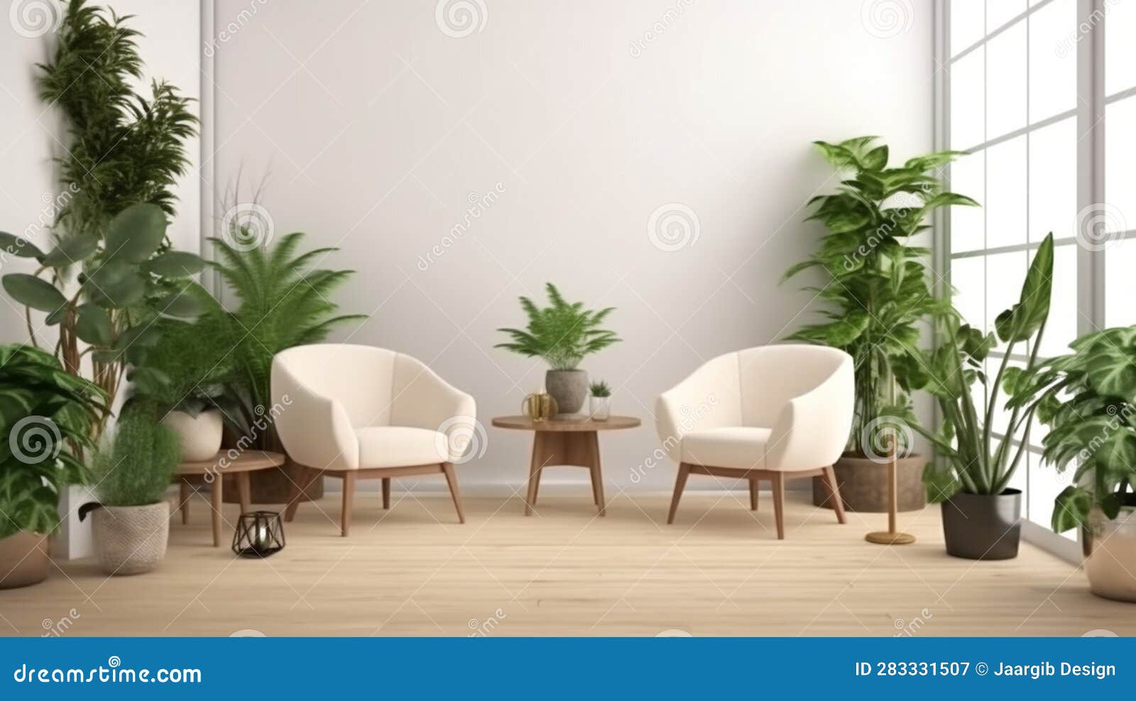 Comfortable Modern Waiting Area and Chairs and Plants on the Podium 3d ...