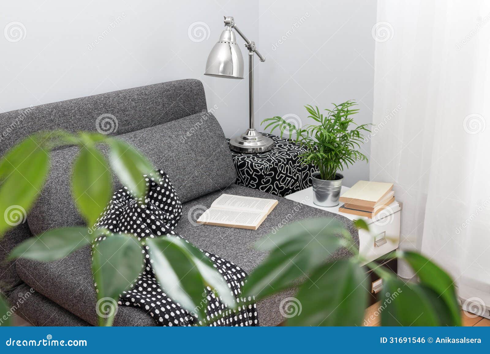 Comfortable Place for Reading in a Living Room Stock Photo - Image of ...