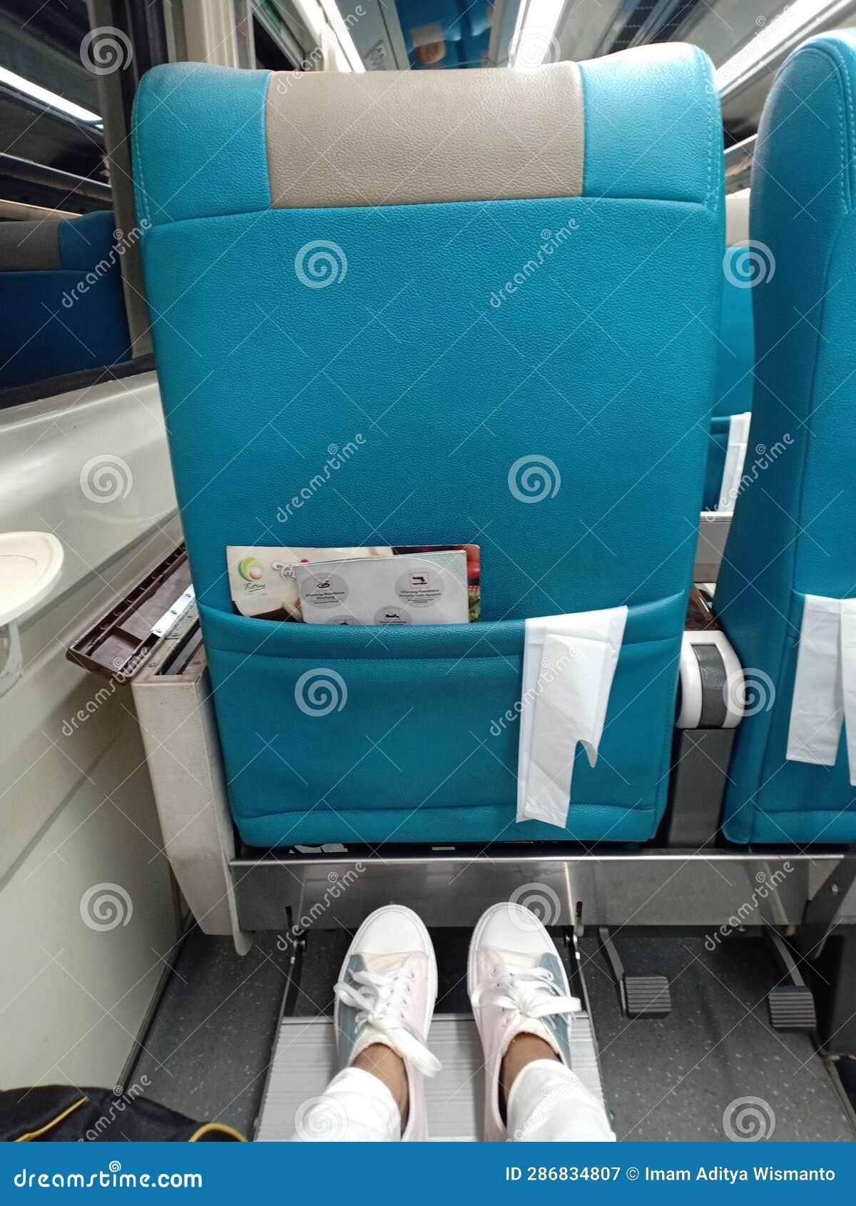 COMFORTABLE RAIL SEATS stock image. Image of blue, floor - 286834807