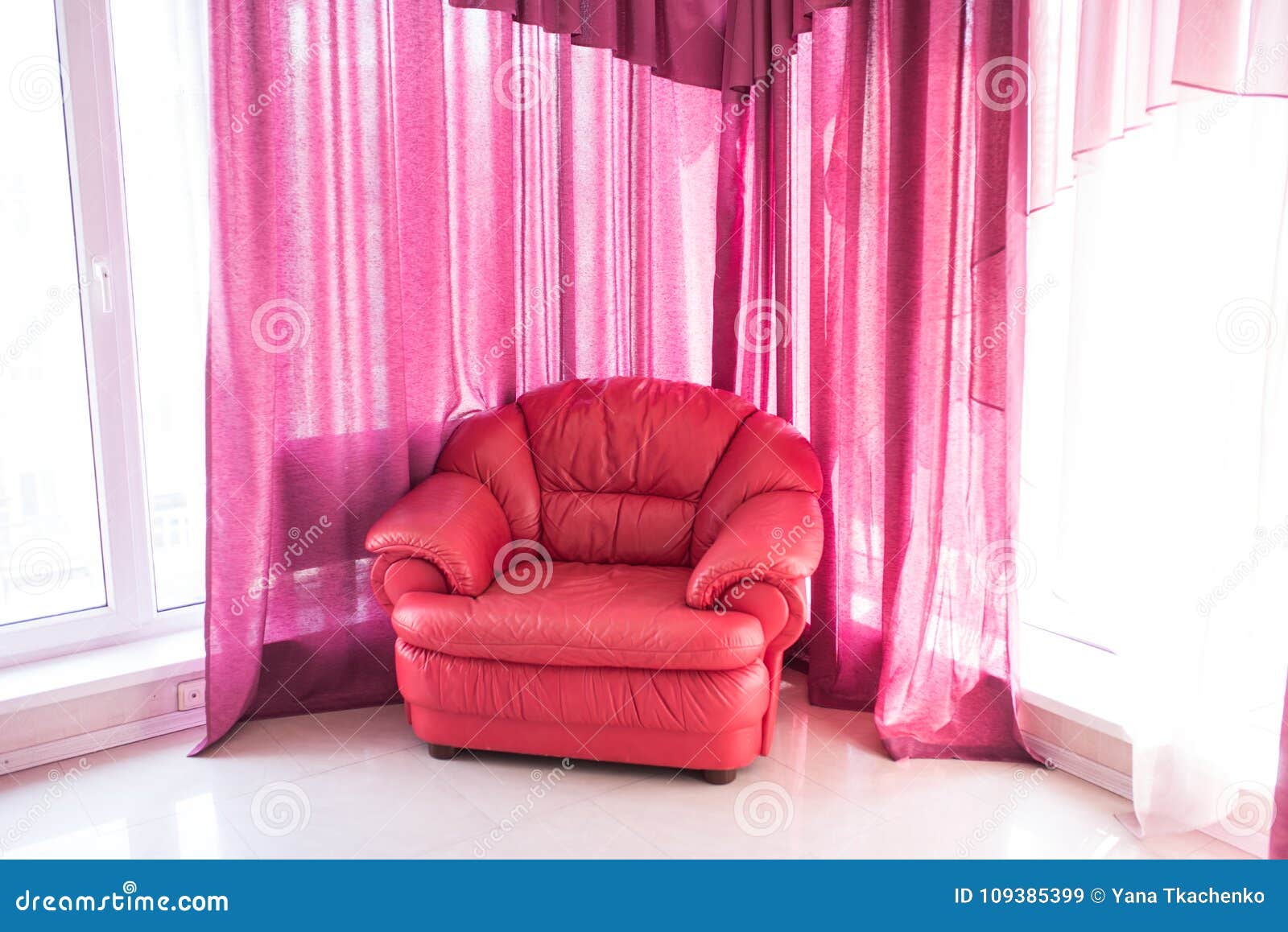 Comfortable Red Armchair in the Room. Stock Image - Image of seat ...