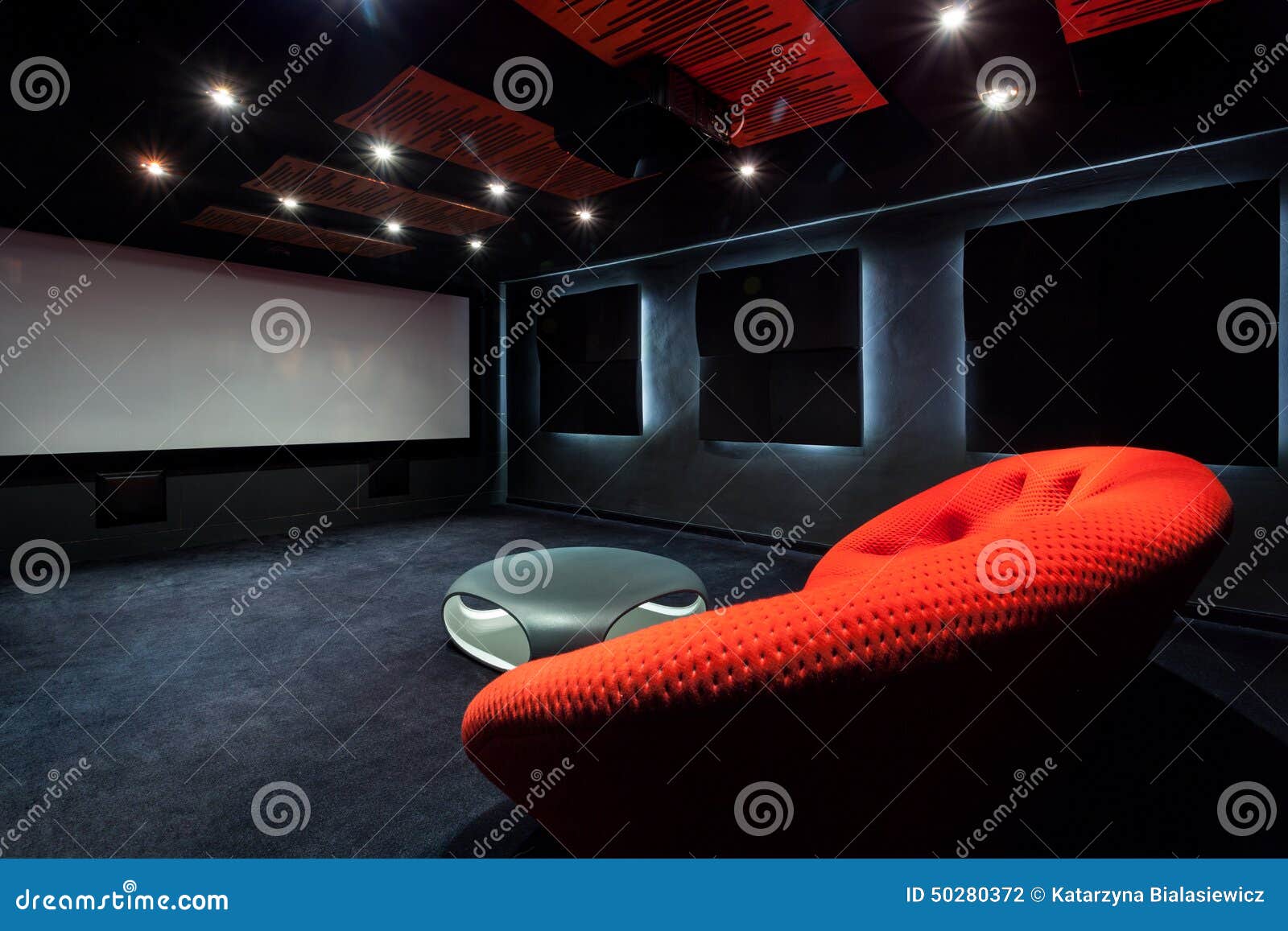 Comfortable Red Sofa in Interior Stock Photo - Image of flat, furniture ...