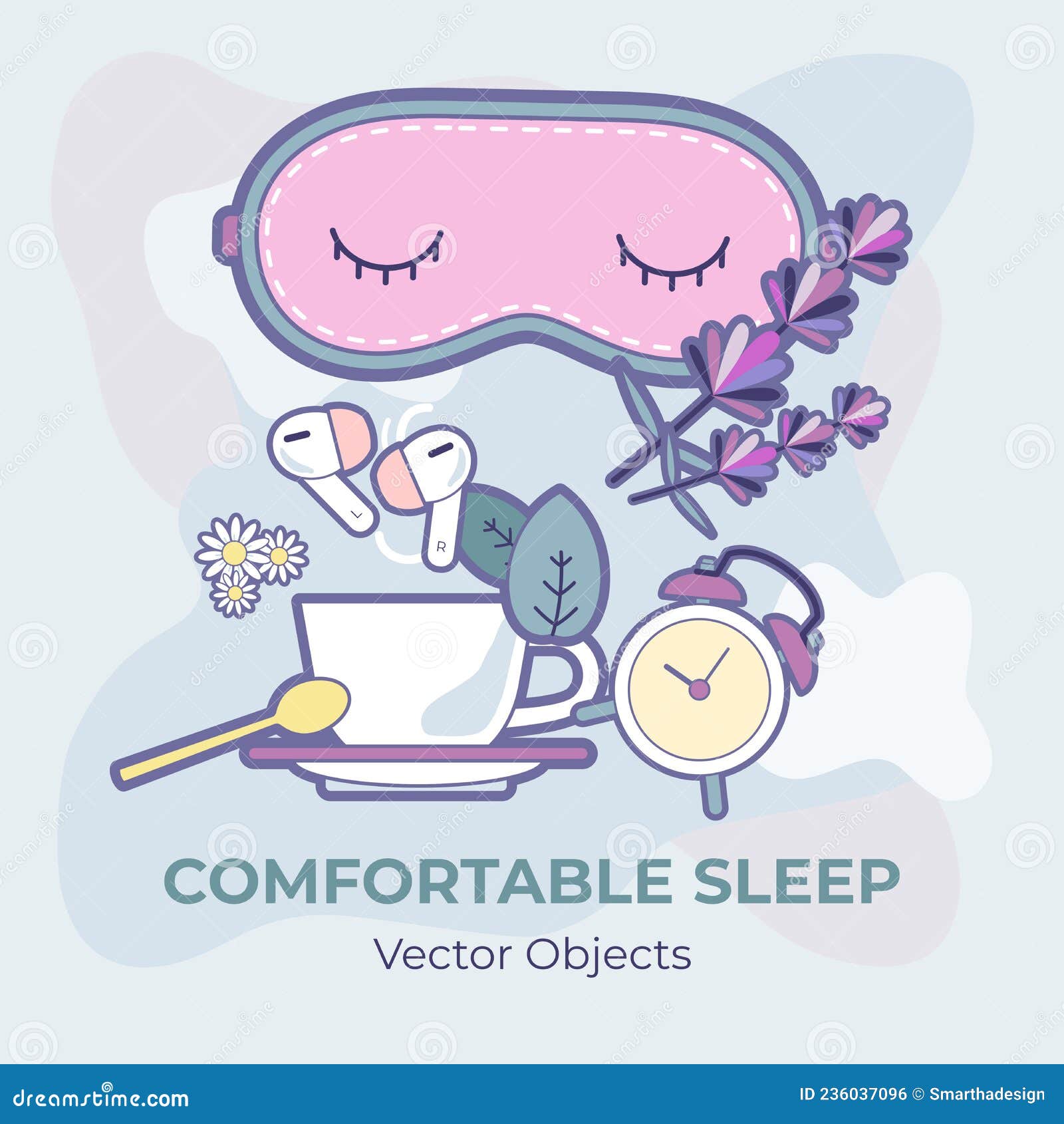 Comfortable Sleep Vector Set Isolated. Illustration Items Vector Set ...