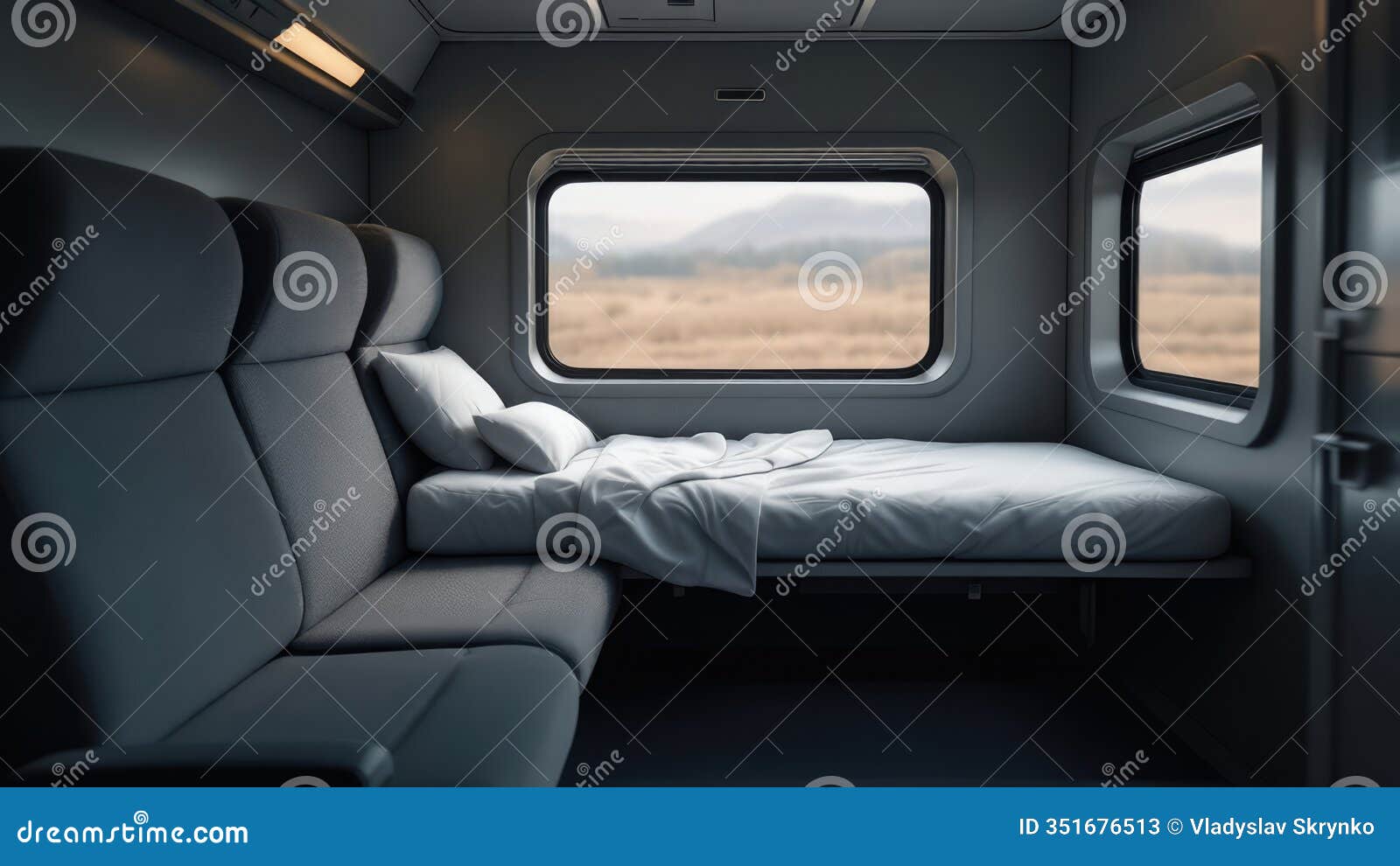 Cozy Train Sleeper Compartment with Modern Design and Scenic View ...