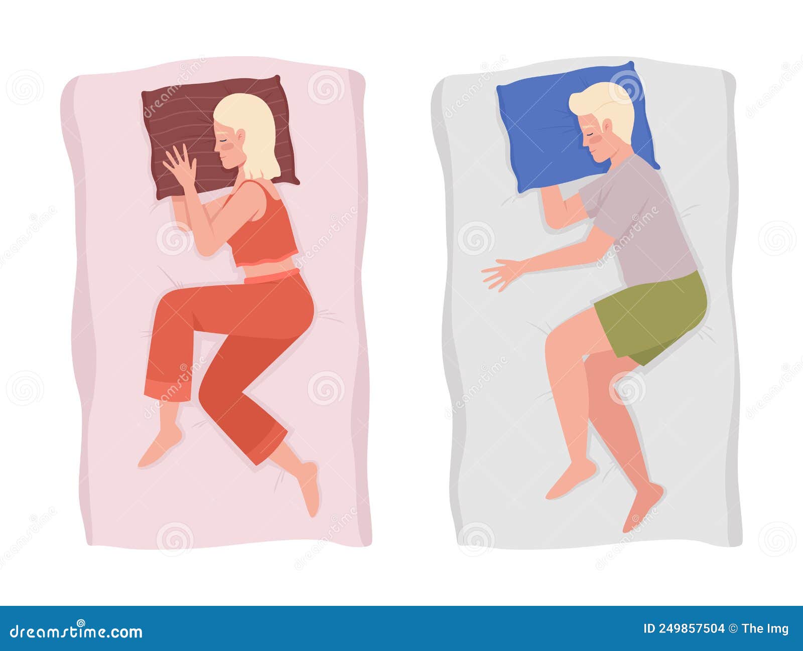 Comfortable Sleeping Positions 2D Vector Isolated Illustration Set ...