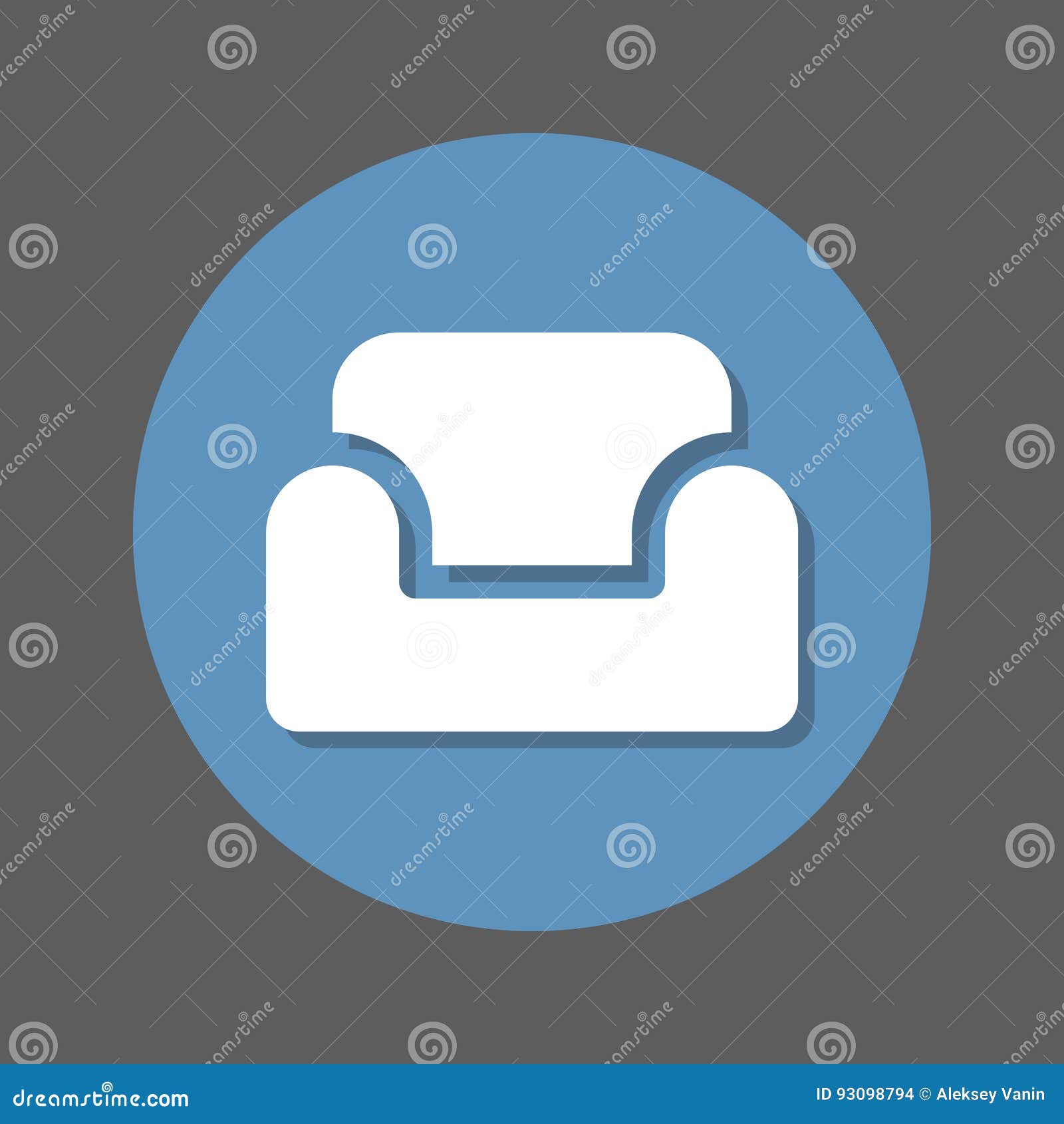 Comfortable Sofa, Armchair Flat Icon. Round Colorful Button, Circular ... Comfortable Sofa, Armchair Flat Icon. Round Colorful Button, Circular ...