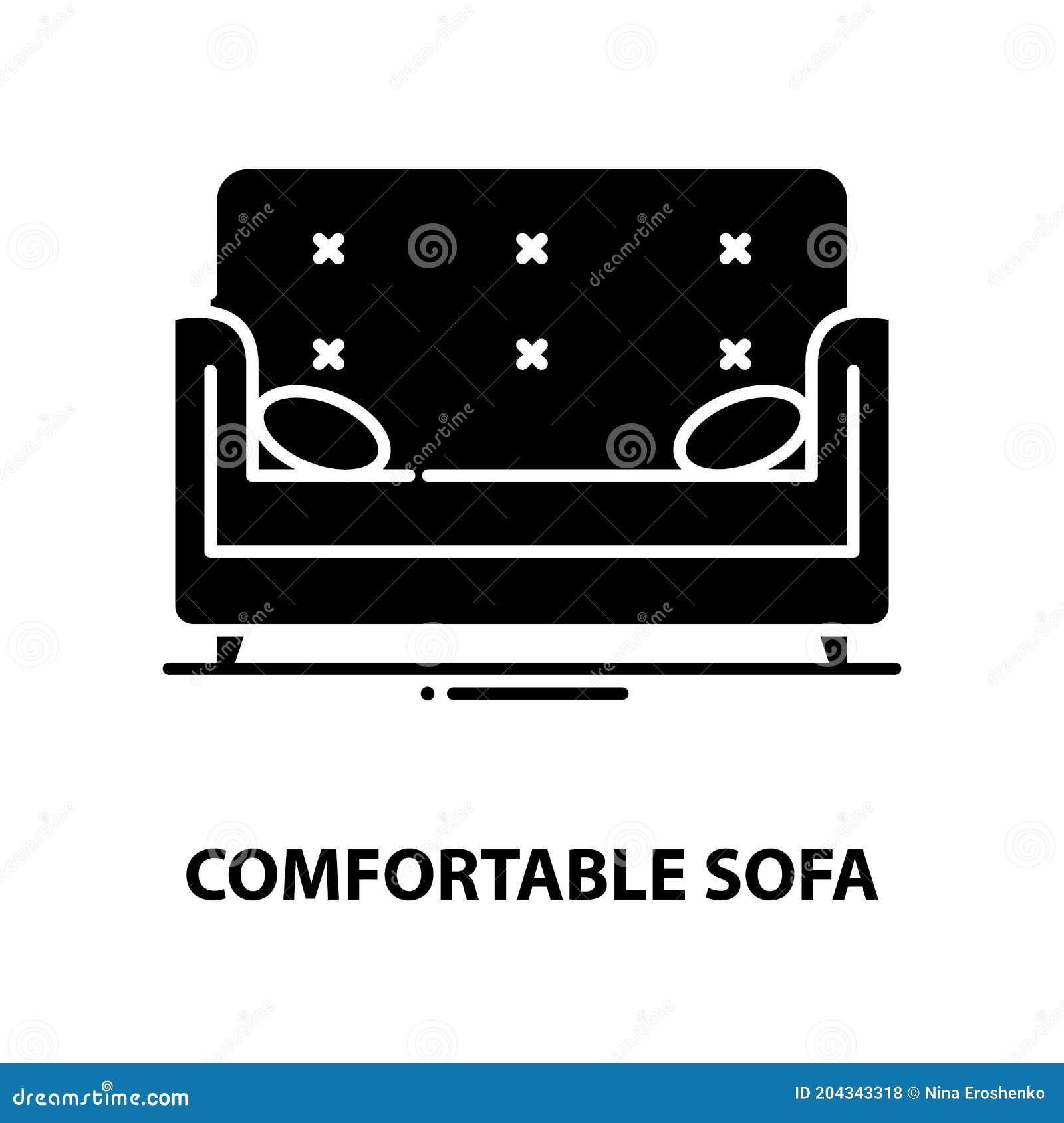 Comfortable Sofa Icon, Black Vector Sign with Editable Strokes, Concept ...