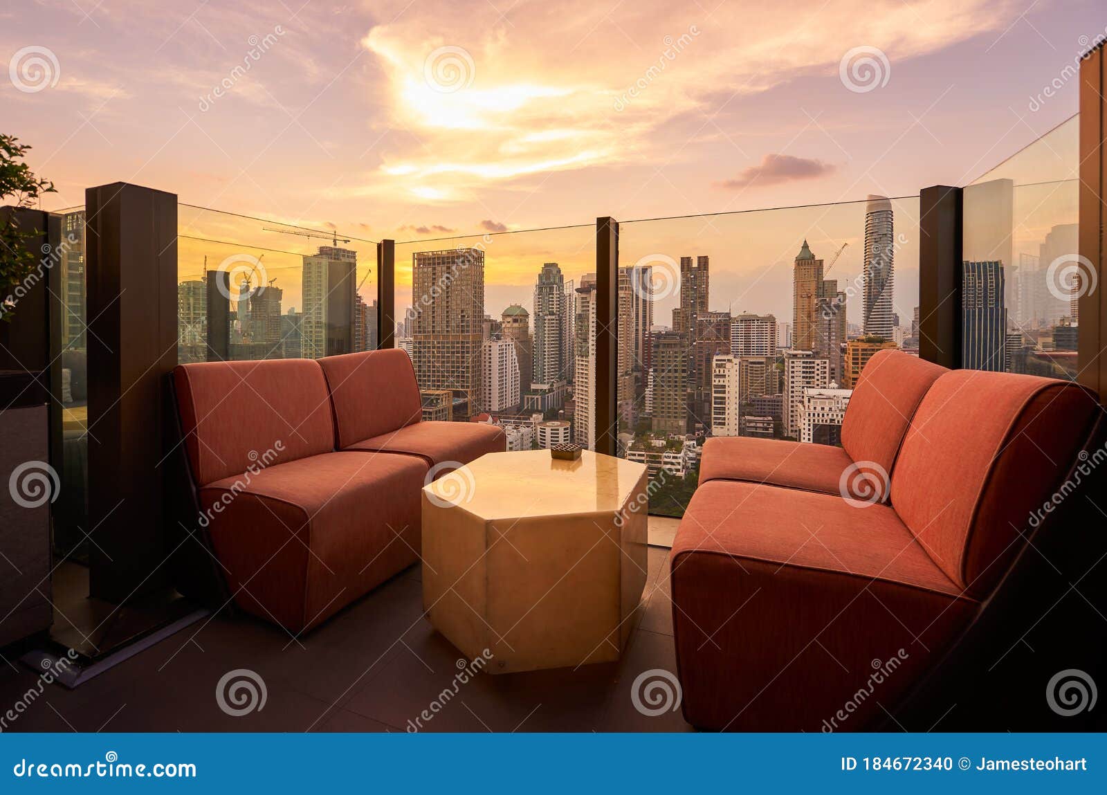 Comfortable Sofa Unit on Rooftop Bar and Restaurant Area Stock Photo ...