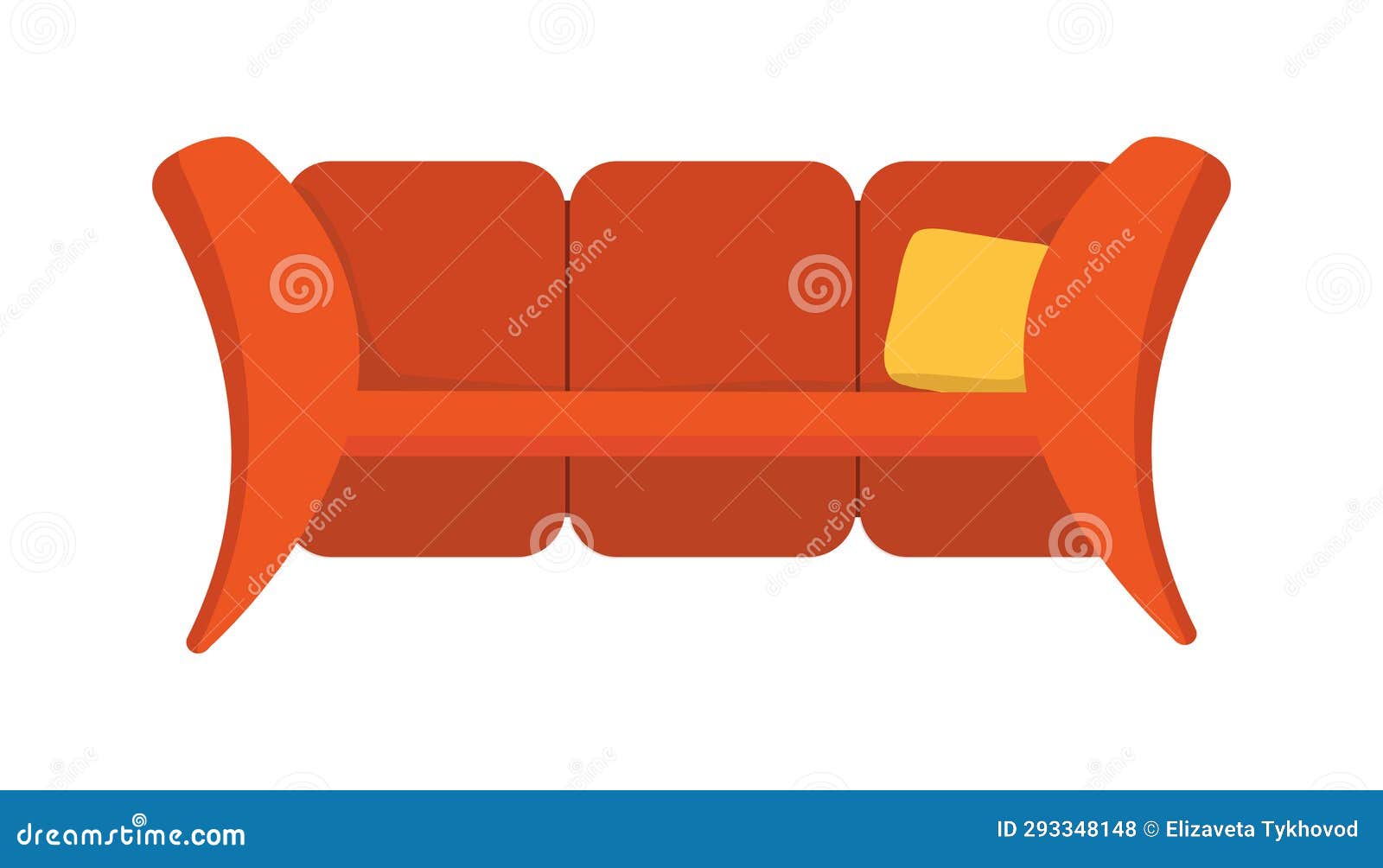 Comfortable Sofa on a White Background. Flat Vector Illustration in ...