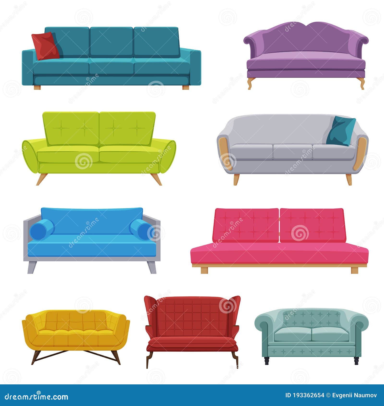 Sofas Collection. Comfortable Soft Home Furniture Decorated Simple ...