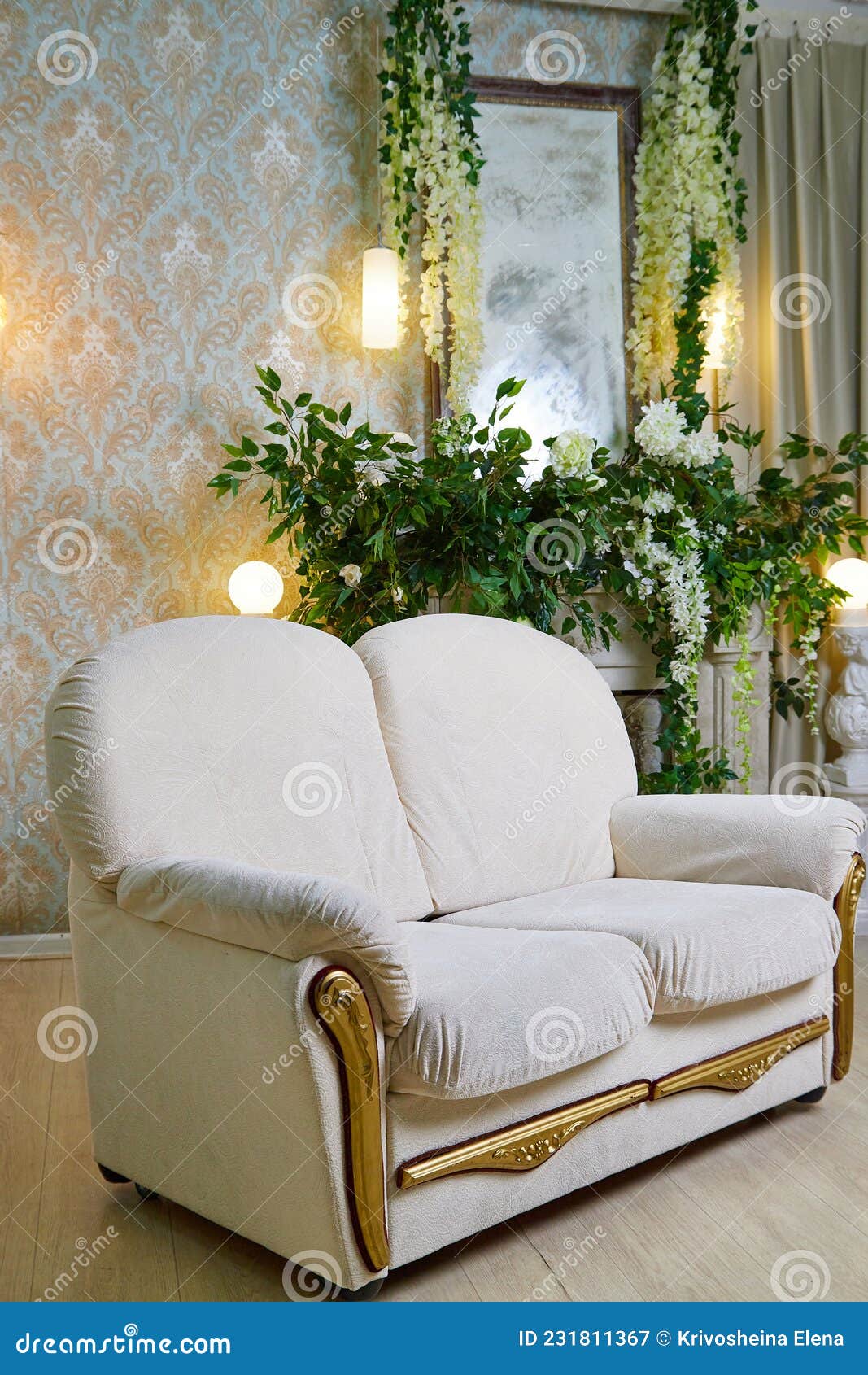 Comfortable White Sofa in the Room. Location for Photo Shoot in a Nice ...