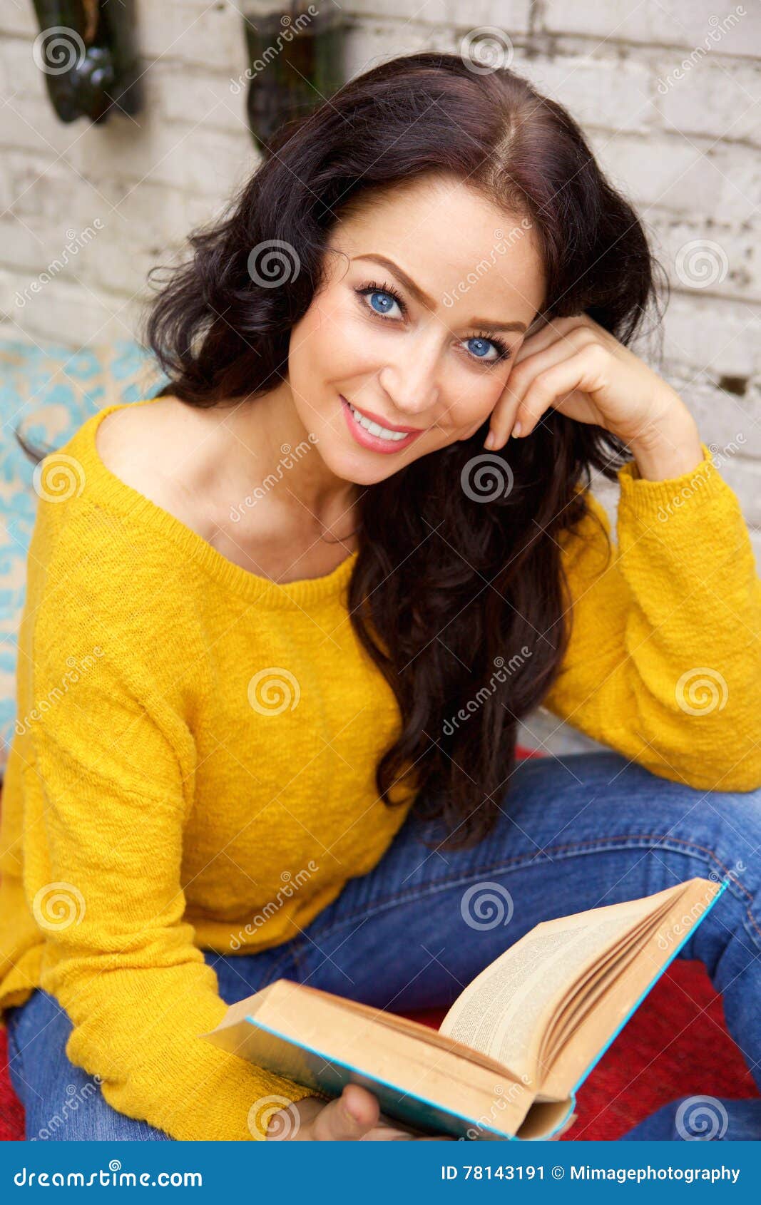 Comfortable Woman Reading Book Outdoors Stock Image - Image of learning ...