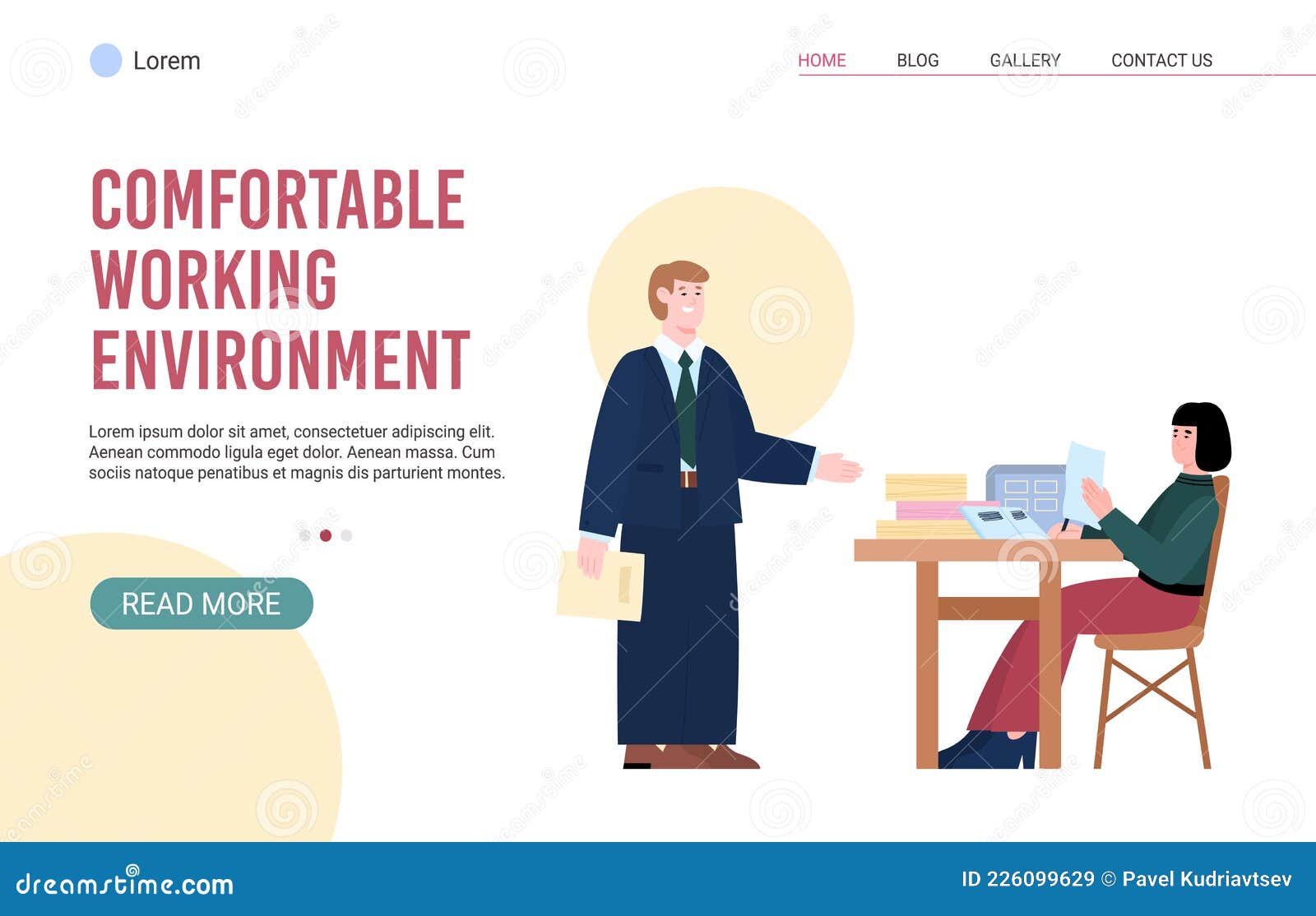 Comfortable Working Environment Website with Colleagues, Vector ...