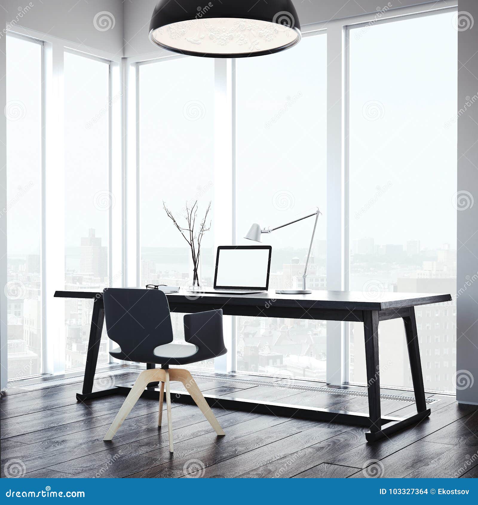 Comfortable Working Place in the Modern Interior. 3d Rendering Stock ...