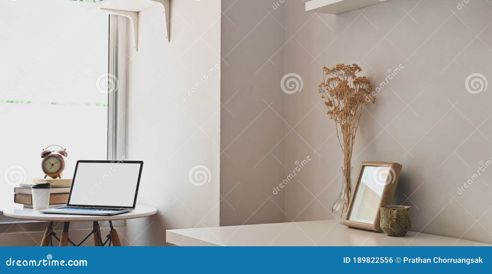 Comfortable Working Room/reading Corner That Surrounded By White ...