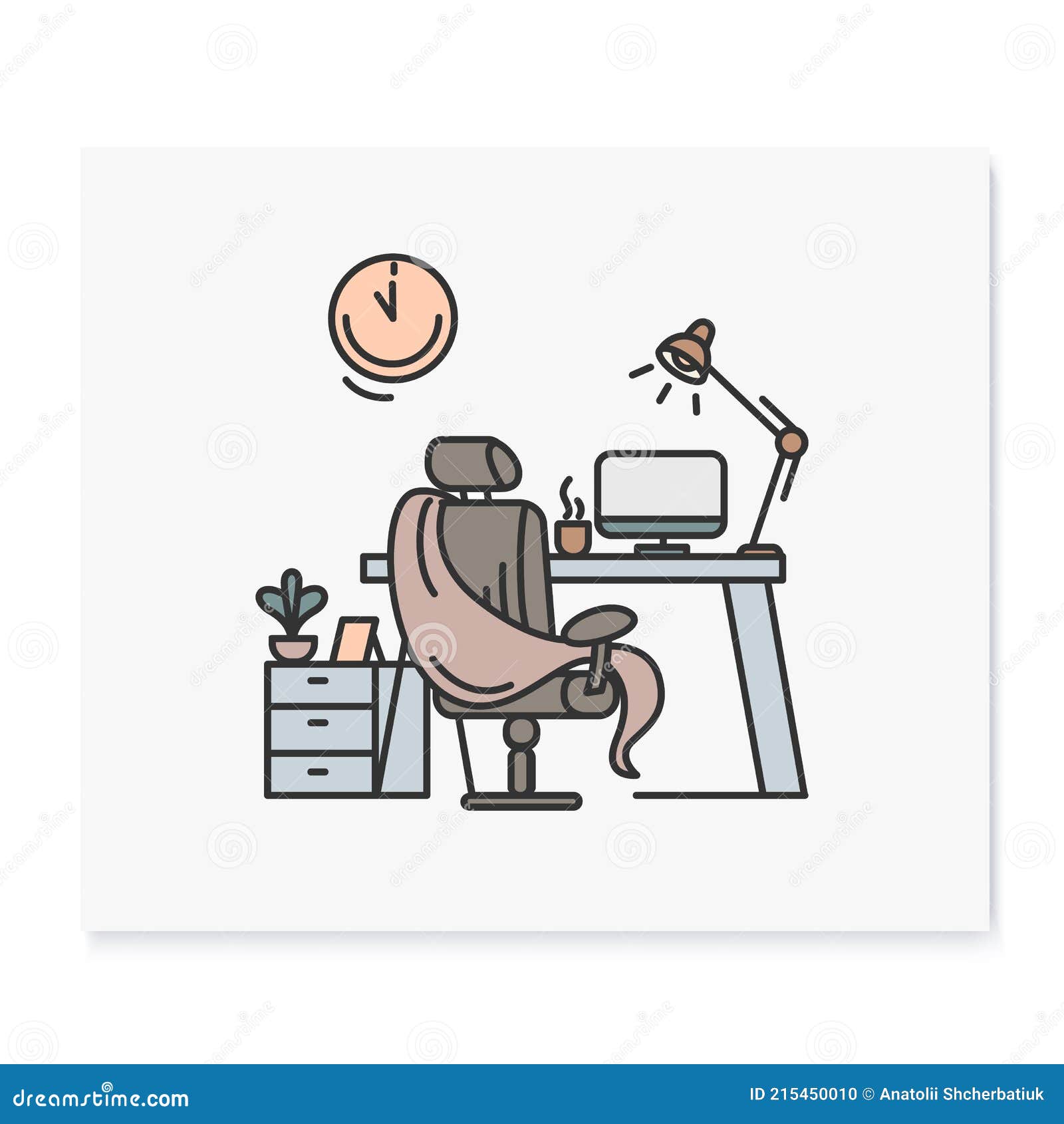 Comfortable Workplace Color Icon Stock Vector - Illustration of lamp ...