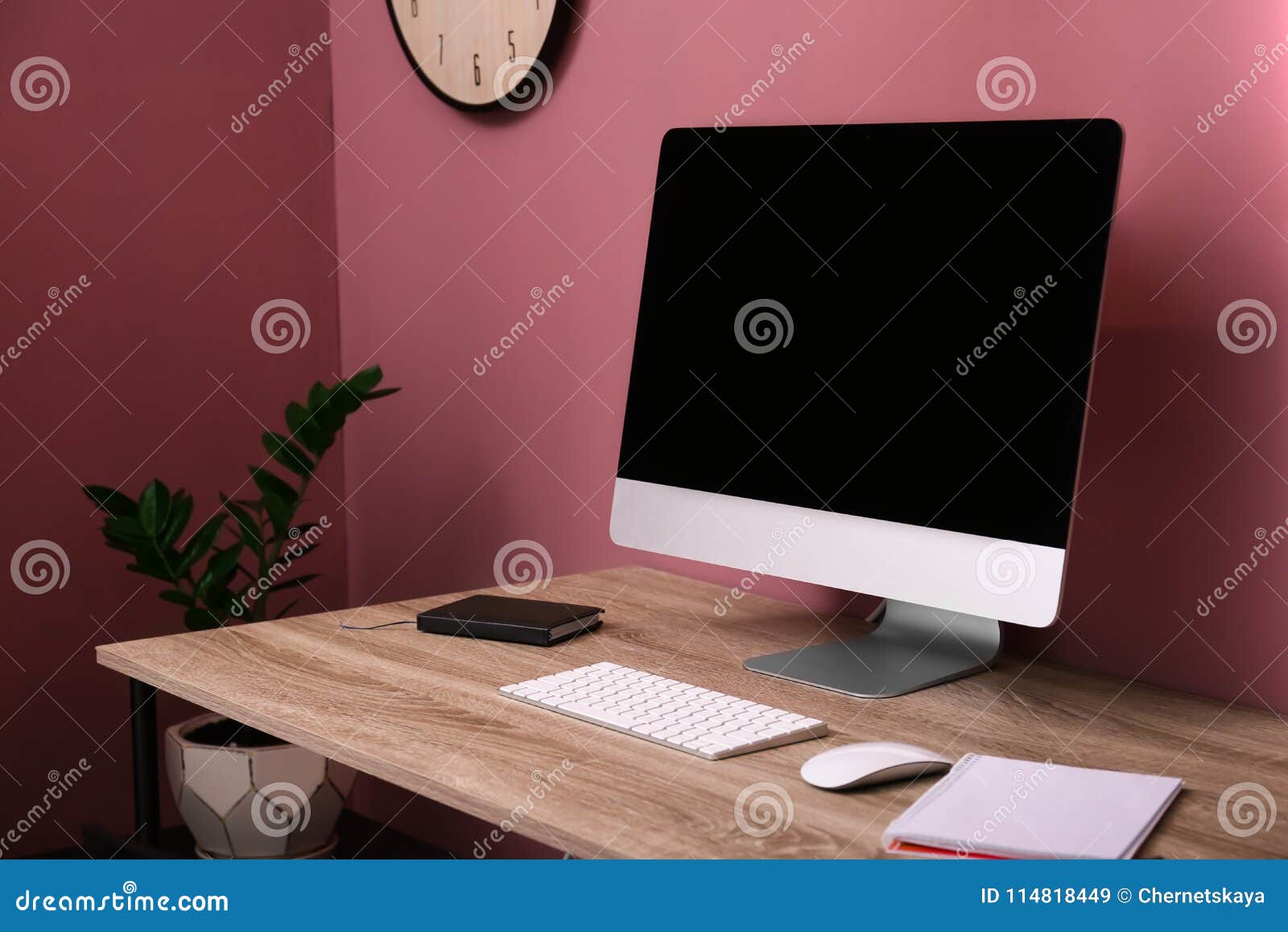 Comfortable Workplace with Computer on Desk Stock Image - Image of ...