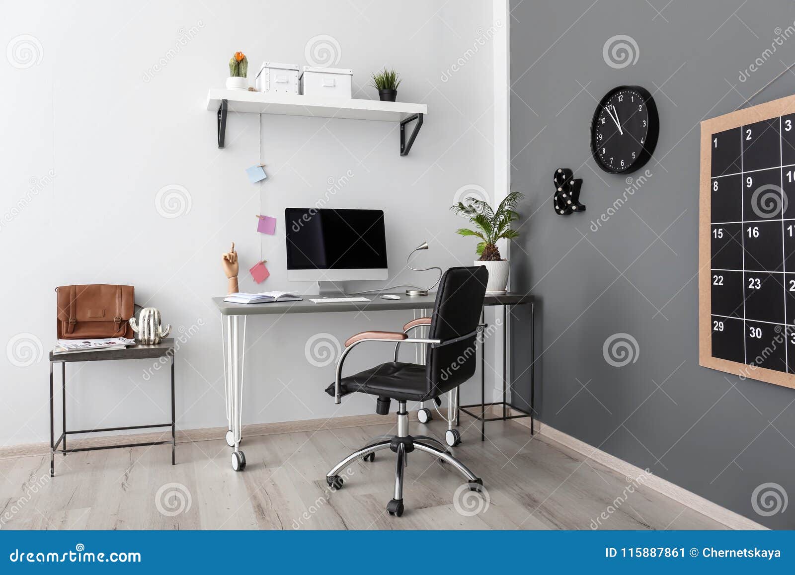 Comfortable Workplace with Computer on Desk Stock Image - Image of ...