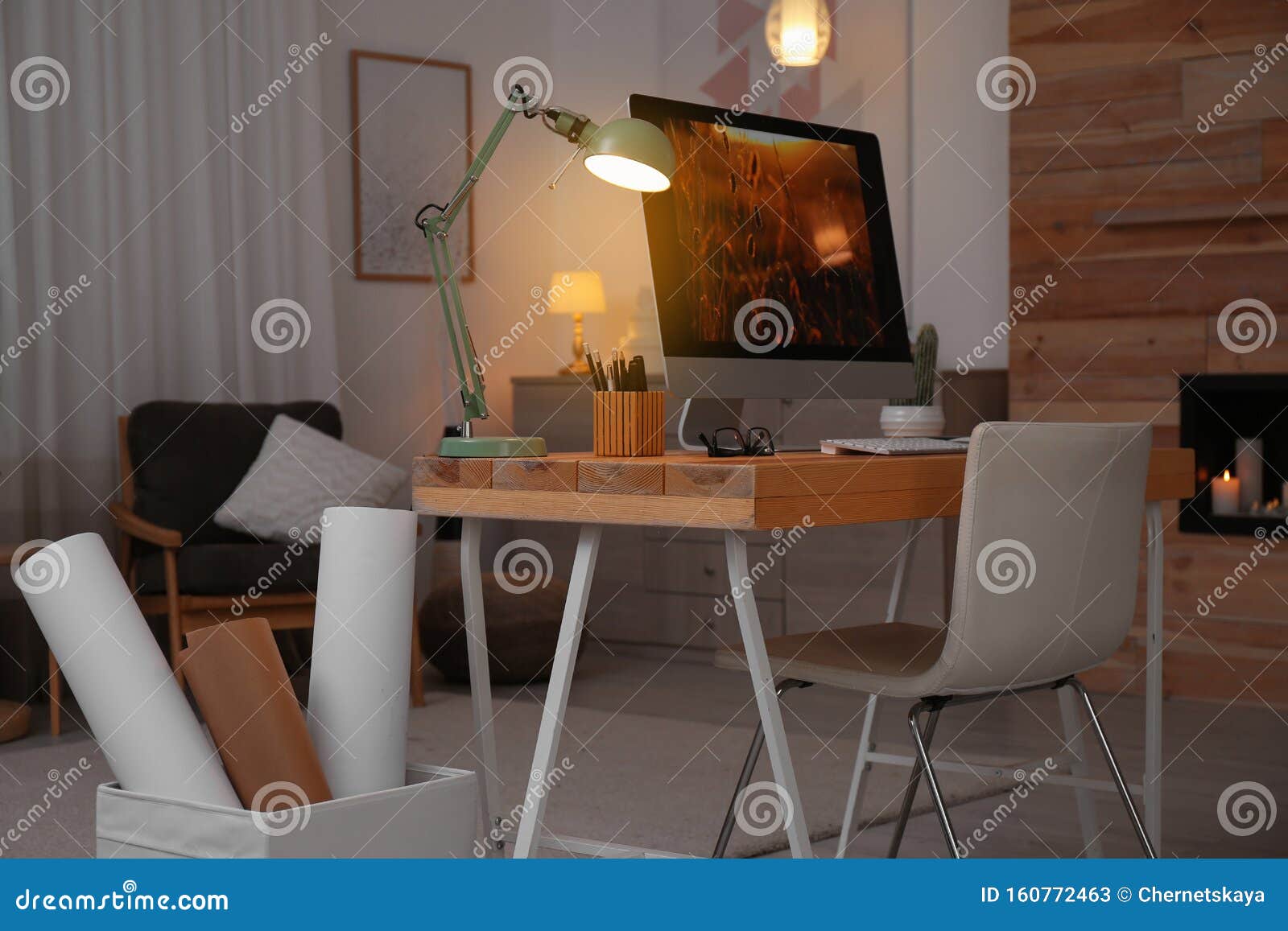 Comfortable Workplace with Modern Computer on Desk Stock Image - Image ...