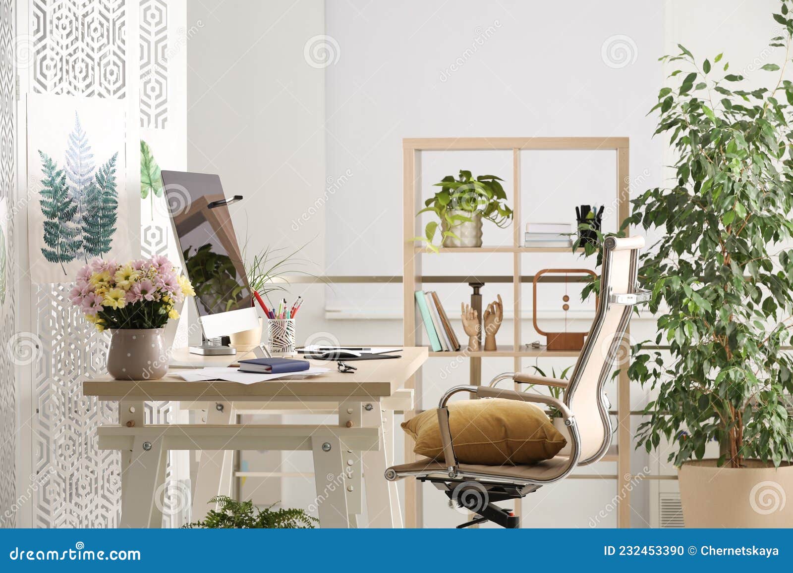 Comfortable Workplace with Modern Computer and Stylish Furniture in ...