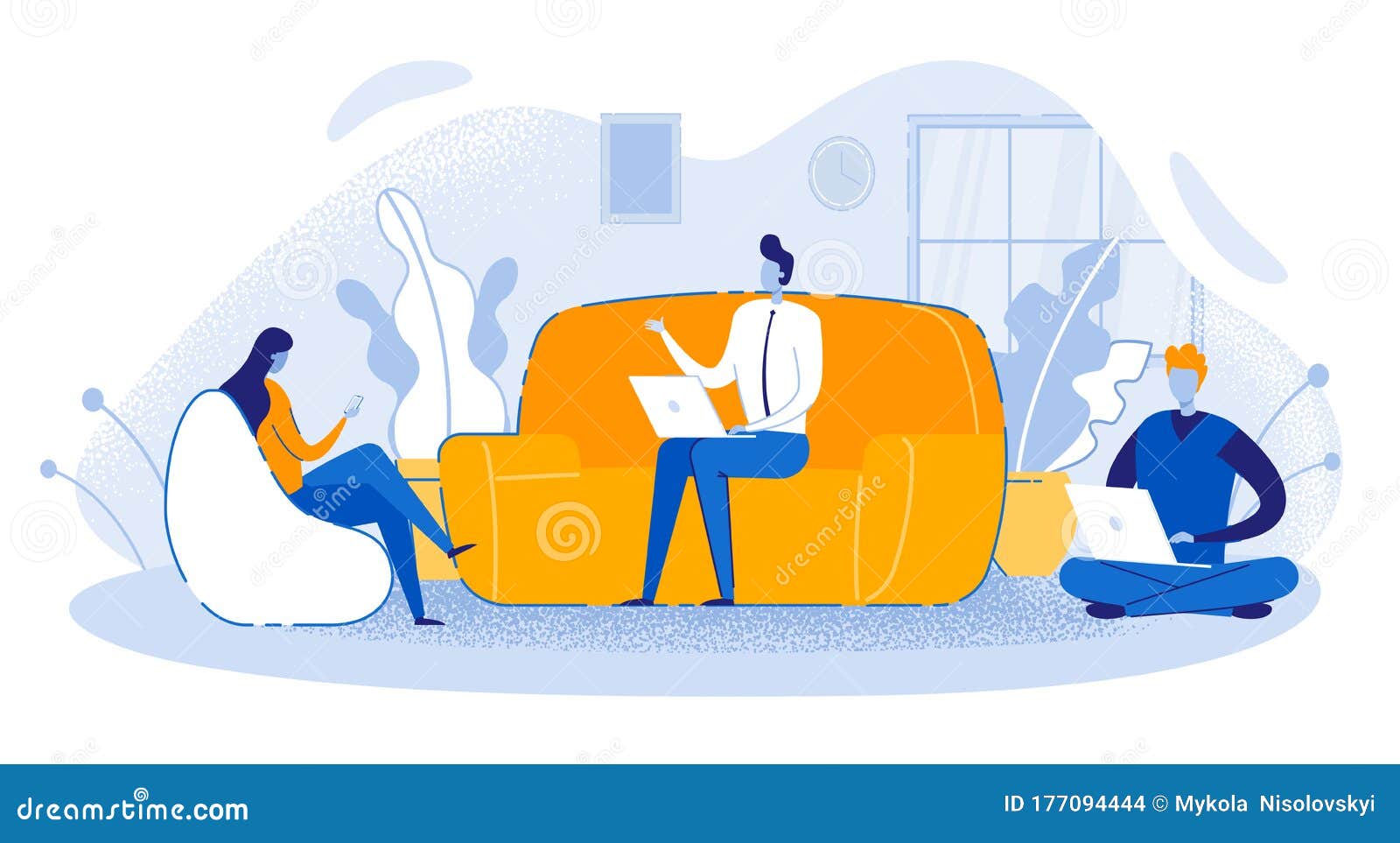 Comfortable Workspace Flat Vector Illustration Stock Vector ...