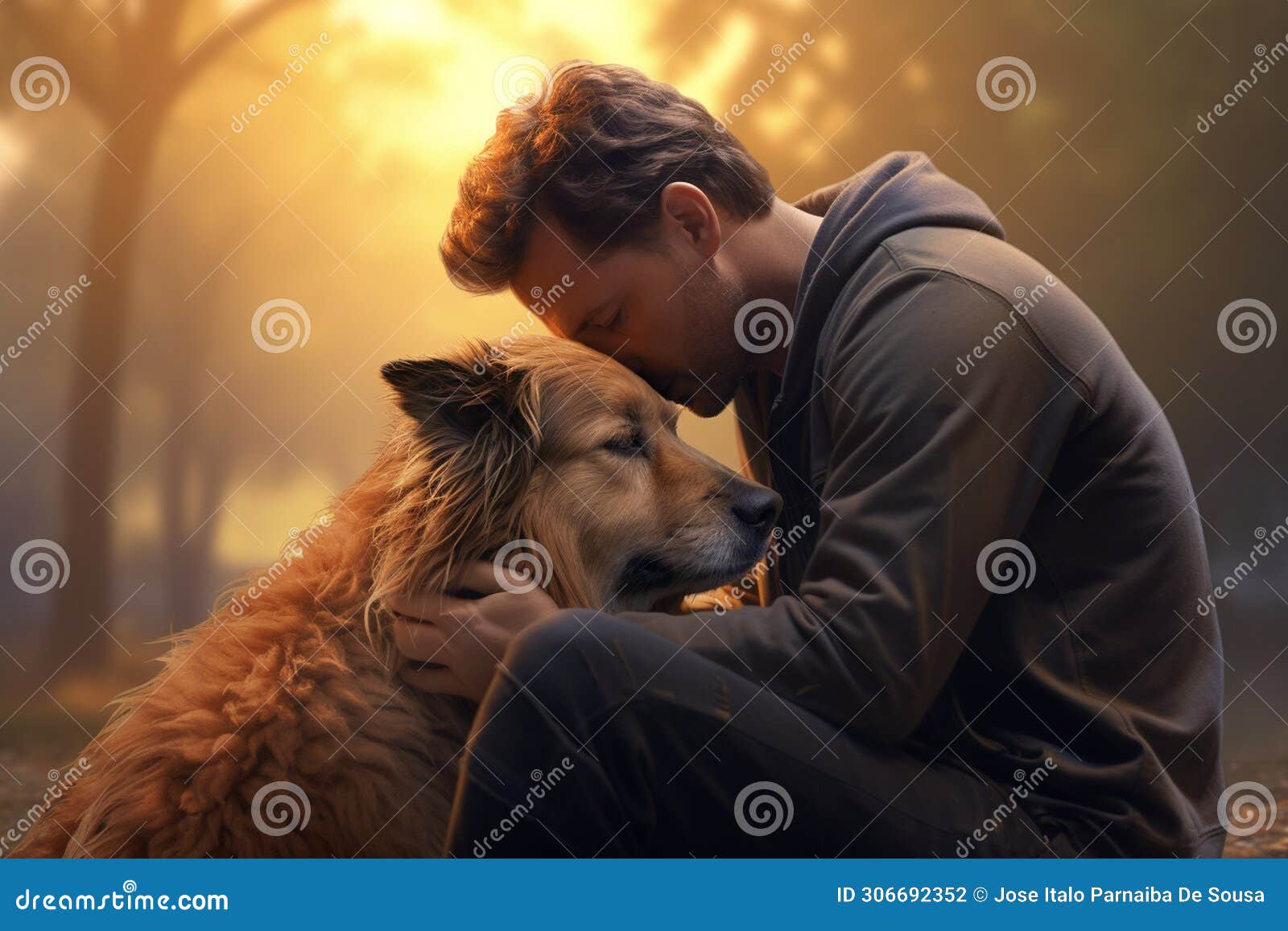 Comforting Hug between a Pet Owner and Their. Generative Ai Stock ...