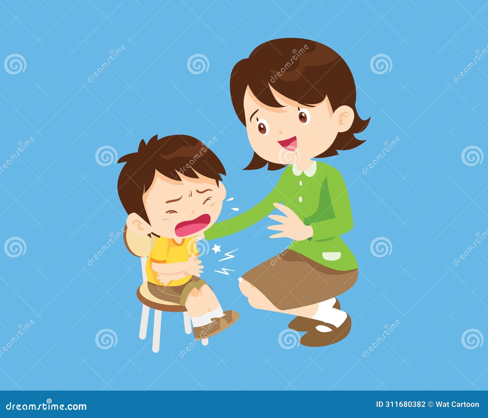 Comforting Sad Children With Parent Vector Illustration | CartoonDealer ...