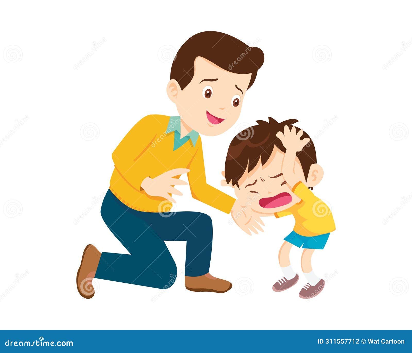Teacher Comforting Her Crying Student Vector Illustration ...